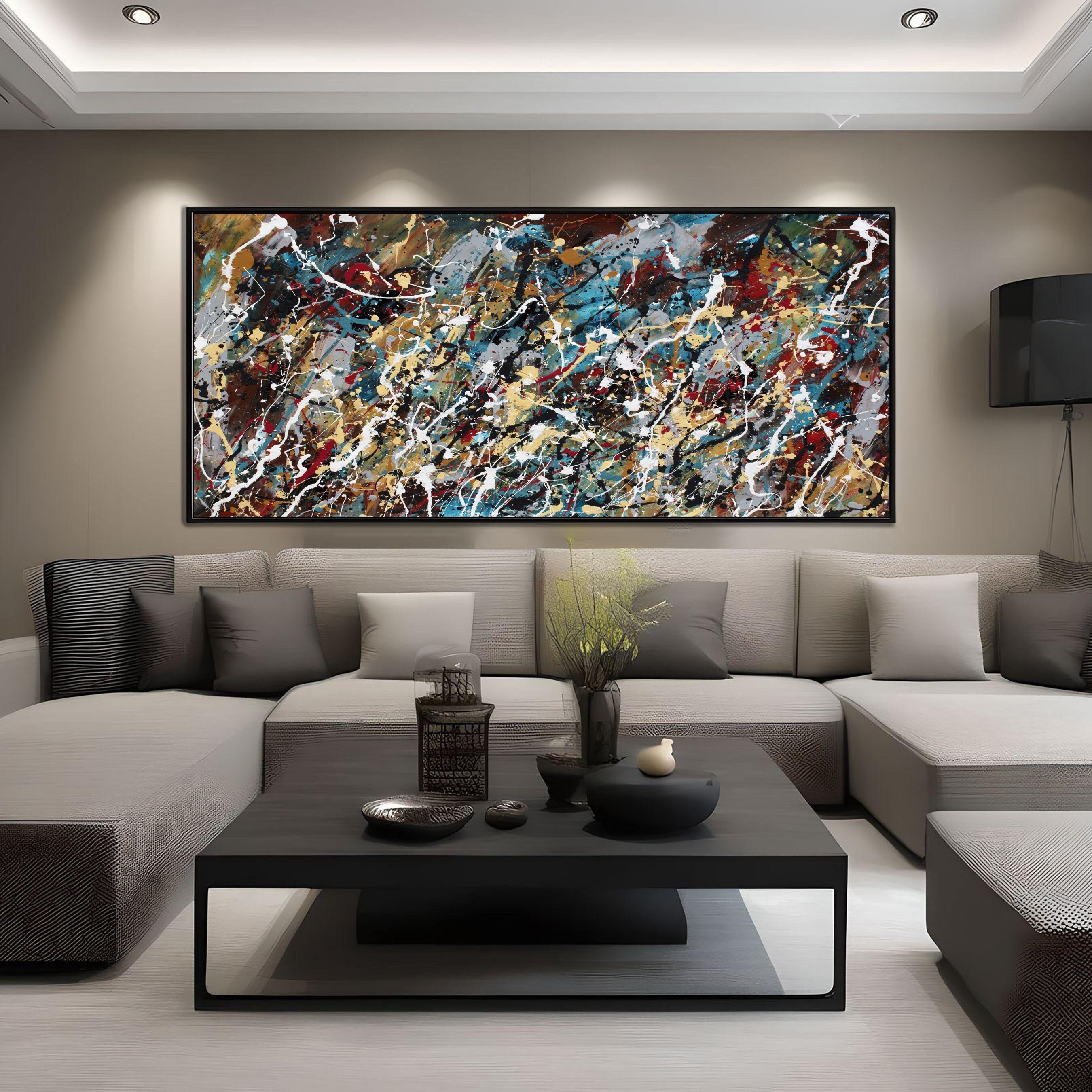 Extra Large Size Jackson Pollock Style, Drip Style Modern Art, Abstract ...