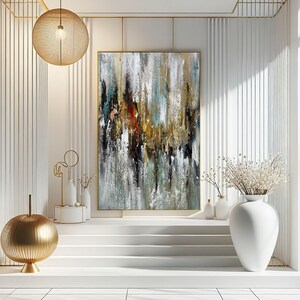 Golden Luxury Contemporary Abstract Acrylic Painting on Canvas, Wall ...