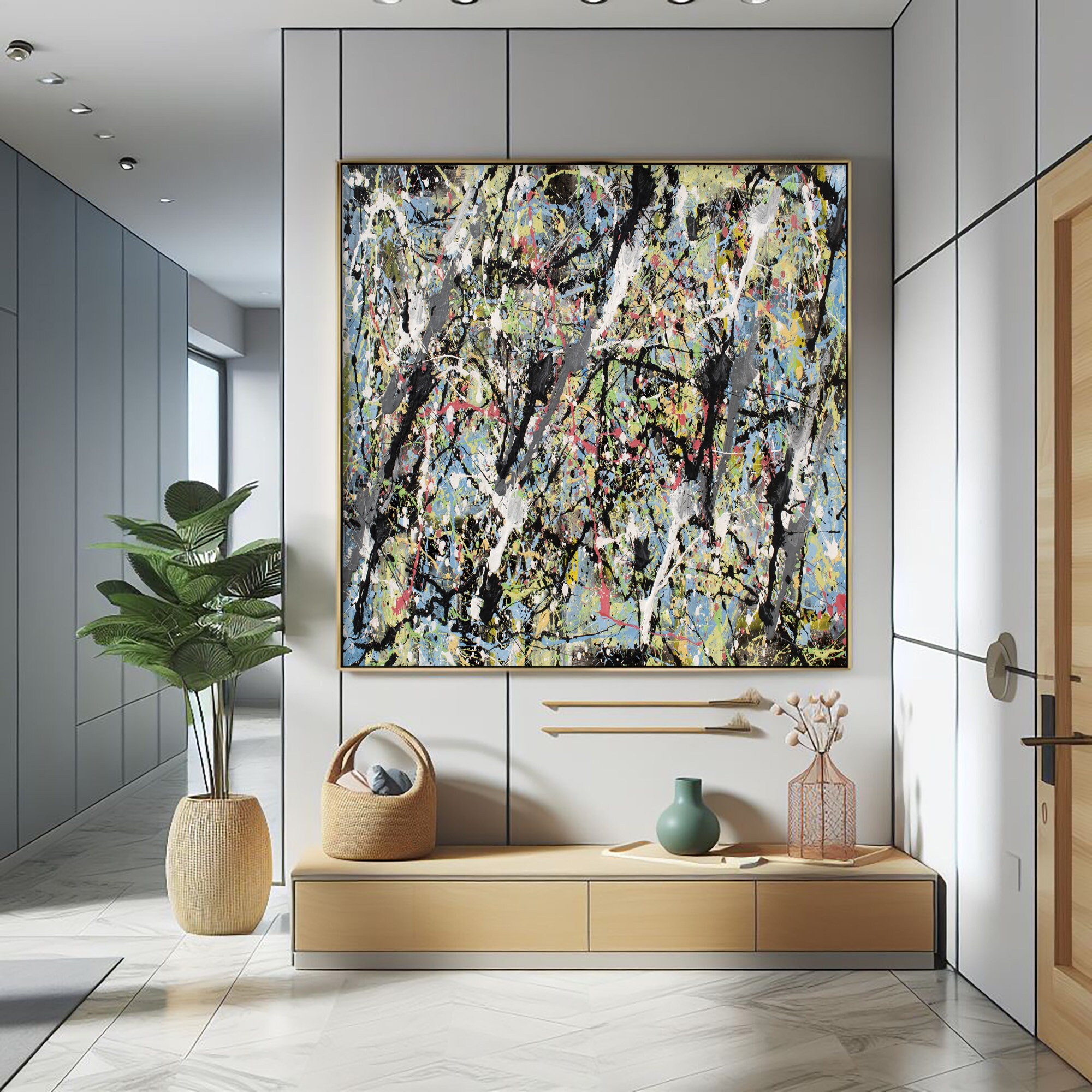 Jackson Pollock Style Painting, Multicolor Drip Technique, Extra Large ...