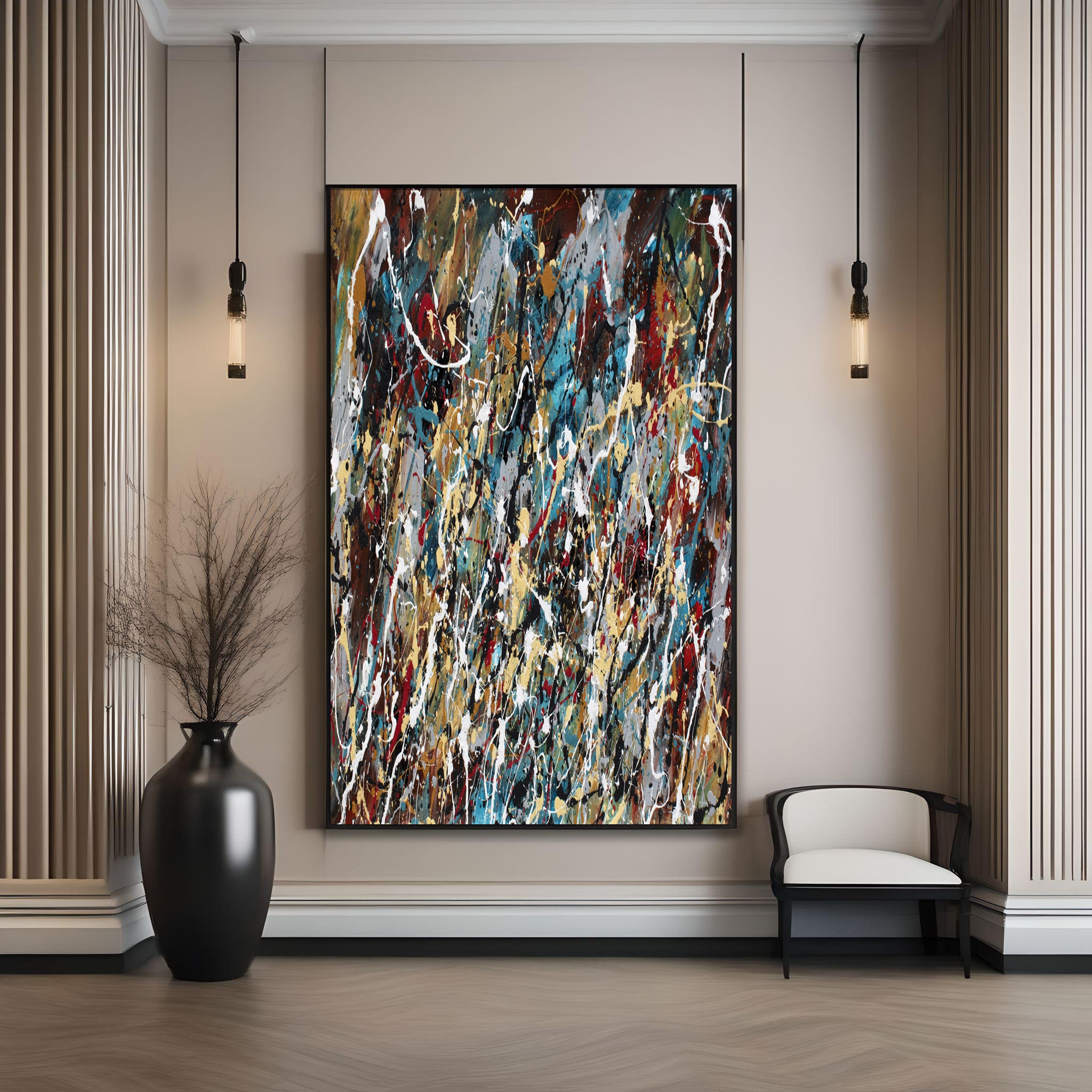Extra Large Size Jackson Pollock Style, Drip Style Modern Art, Abstract ...