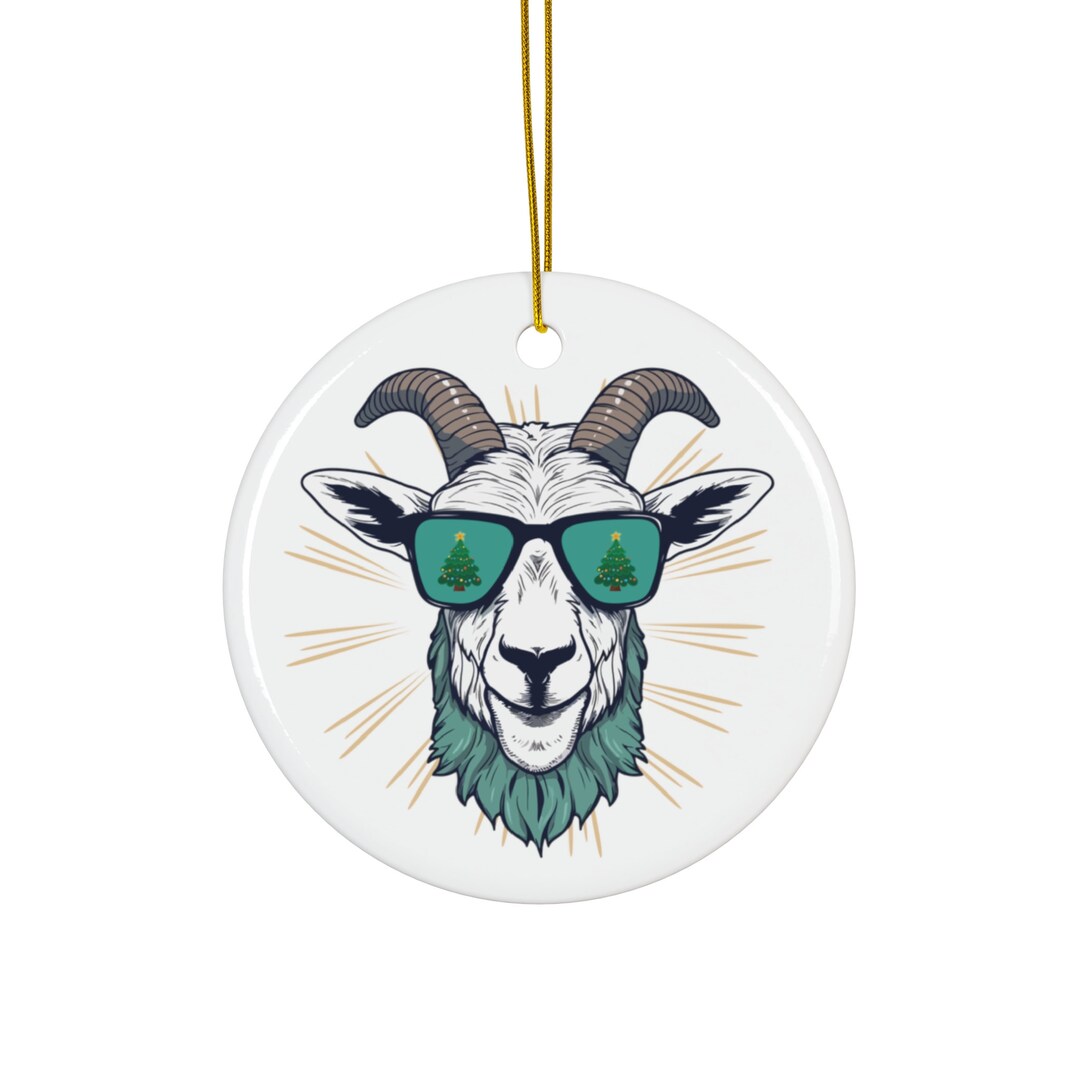 Goat Ornament, Circle Gift for Goat Mom Farm Christmas Decor Tree ...