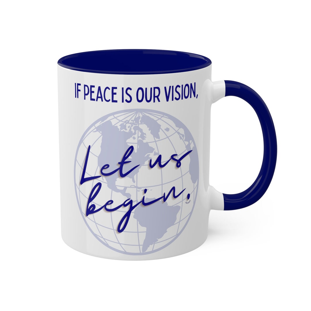 Peace Vision Mug Two-tone White/blue Mugs, 11oz Anti-war Sentiment ...