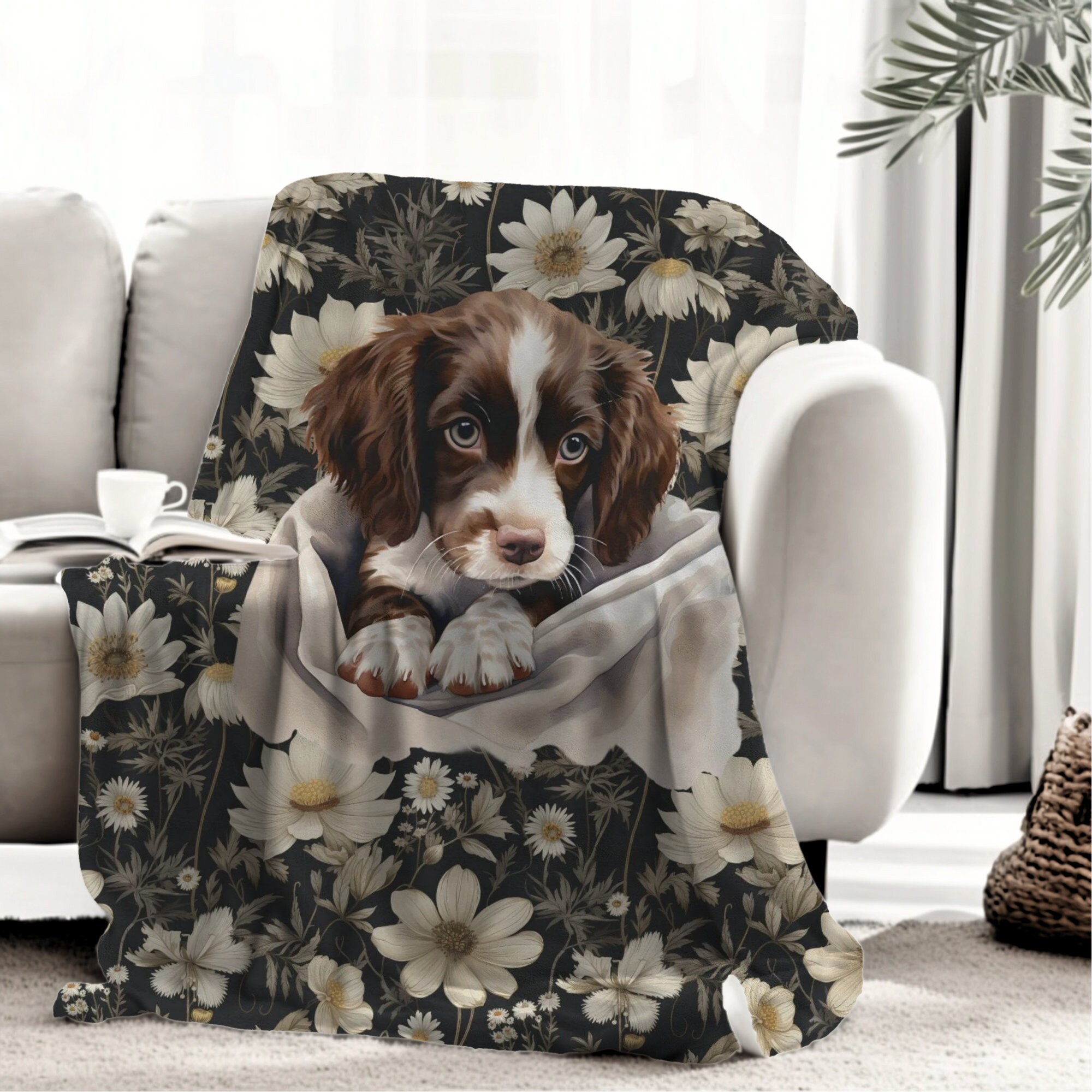 Springer Spaniel Blanket 50"x60" Velveteen Plush Blanket Spaniel Puppy ...