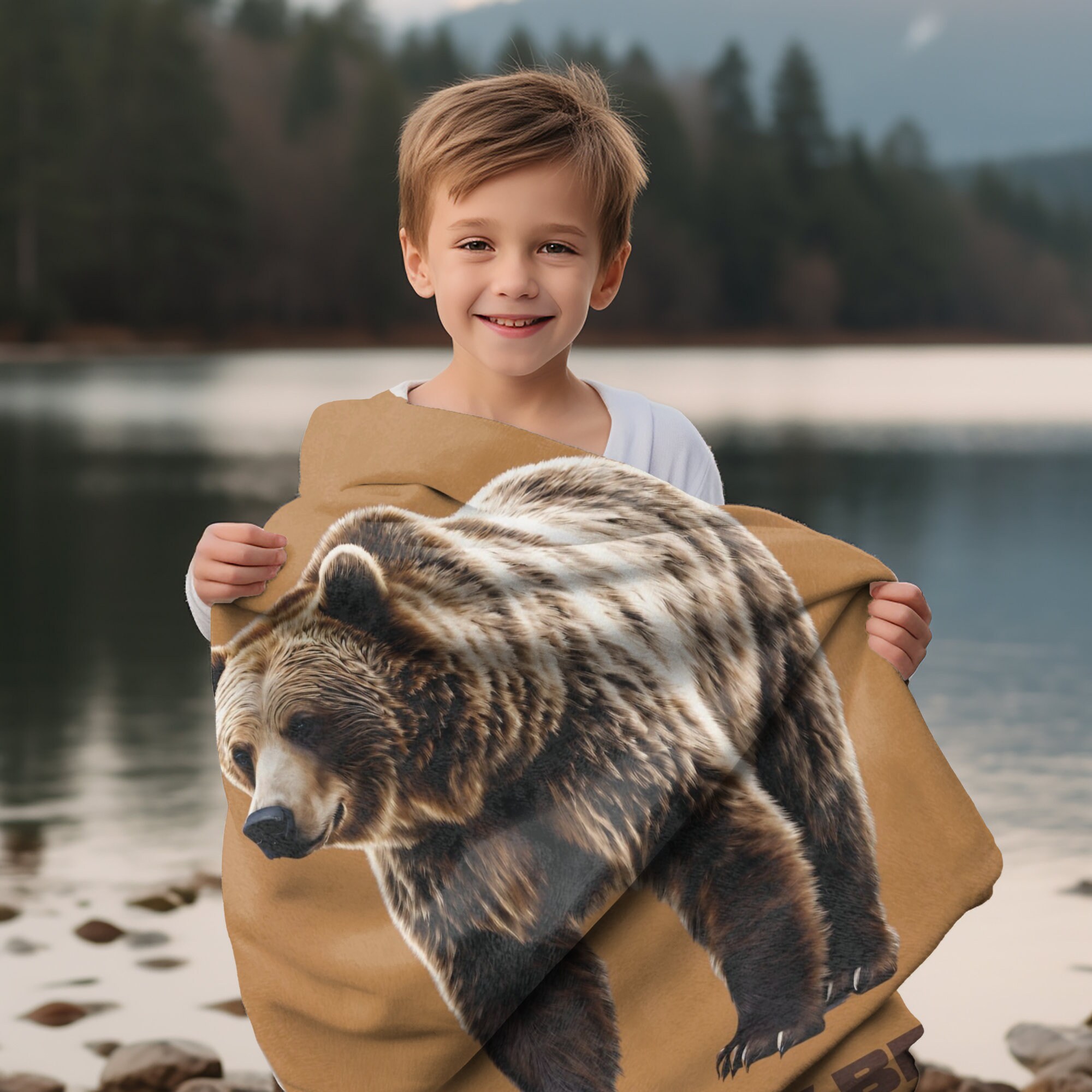 Grizzly Bear Blanket Velveteen Minky Blanket Blanket 40x30 Kids Nursery ...