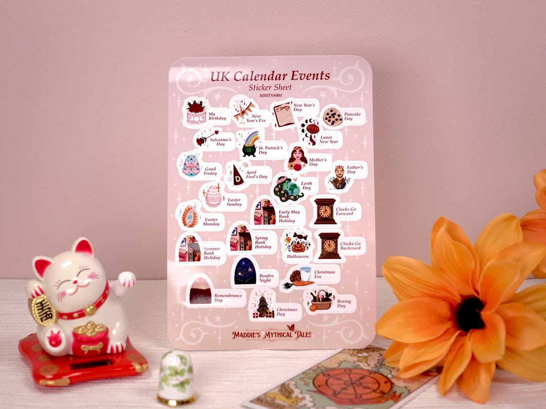 UK Calendar Events Sticker Sheet Handmade and Illustrated Yearly ...