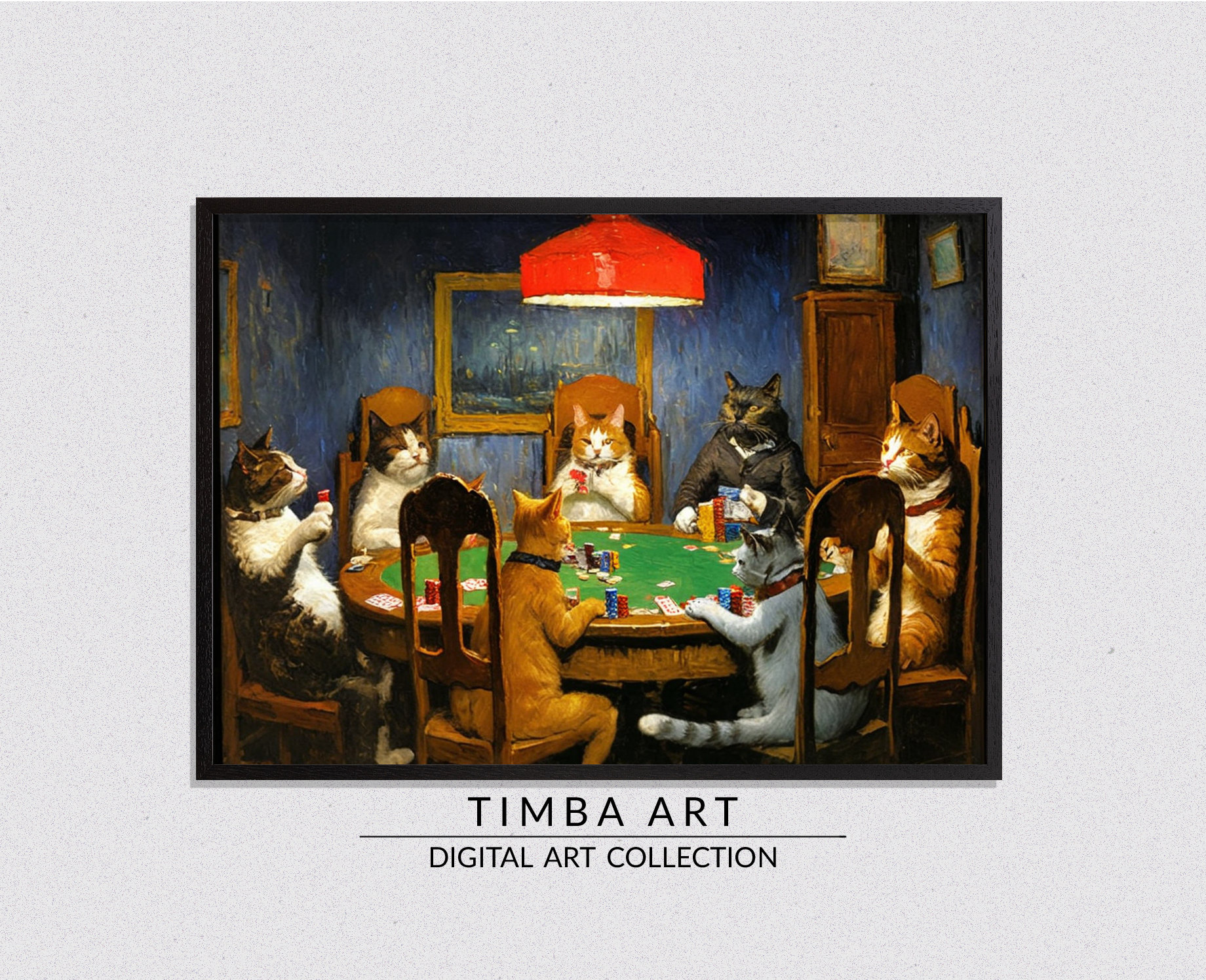Cats Playing Poker, Printable Wall Art, Vintage Oil Painting, Wall ...