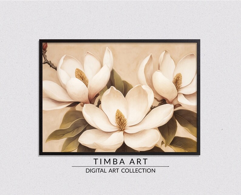 Magnolia Part 3, Printable Wall Art, Vintage Oil Painting, Wall Decor ...