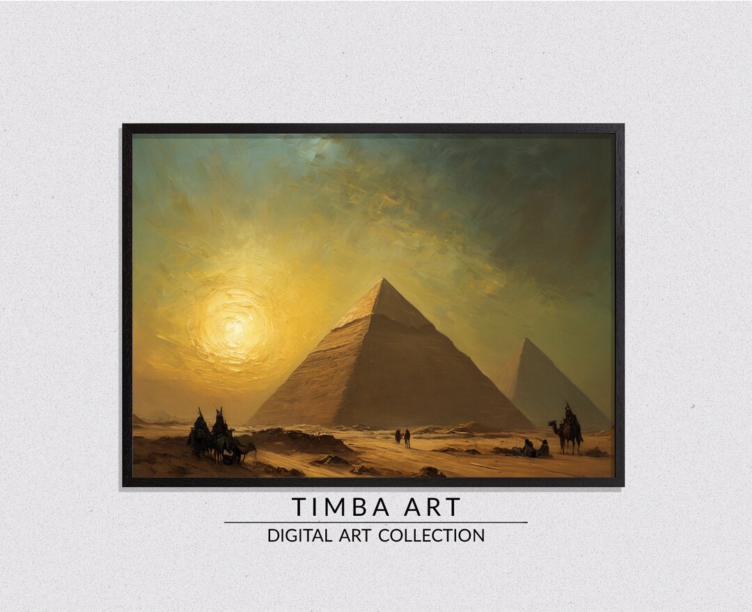 Majestic Pyramids, Landscape Printable Wall Art, Vintage Oil Painting ...