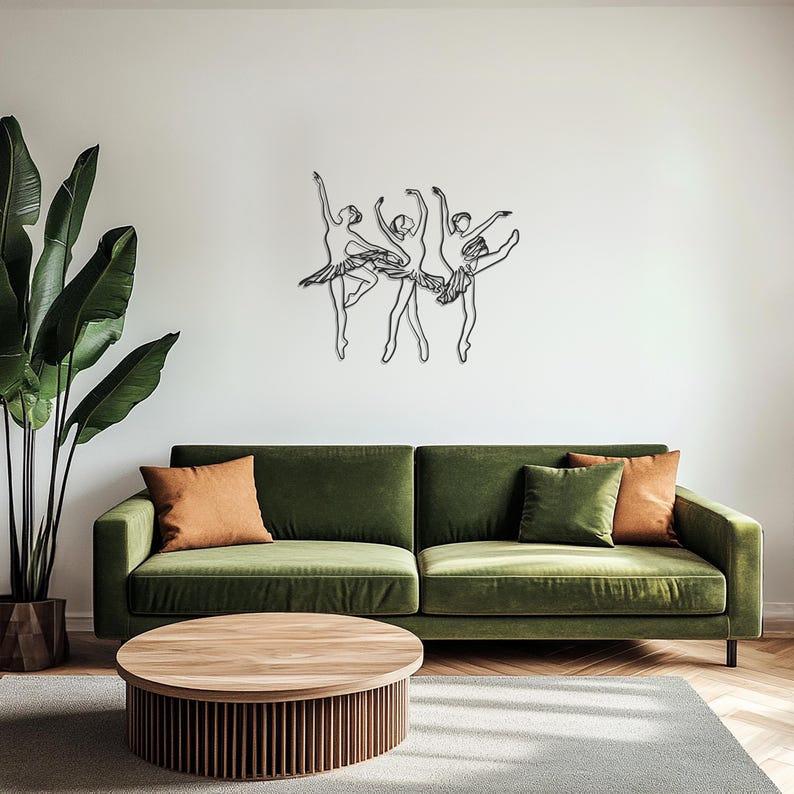 Elegant Ballerina Wall Art Decor - Metal Dancer Silhouette Hanging ...