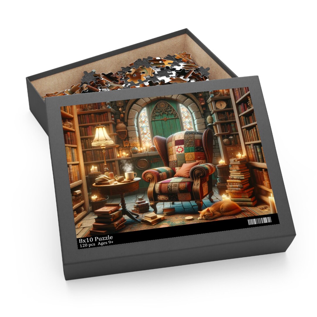 Cozy Day at the Library Jigsaw Puzzle, 120, 252, 500 Piece Puzzle ...