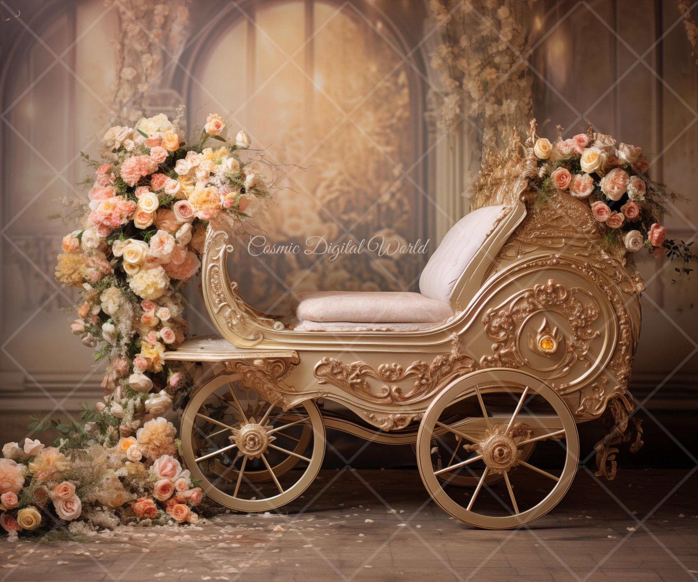 Newborn Bed Digital Background Backdrop Sitting Toddler Flowers With ...