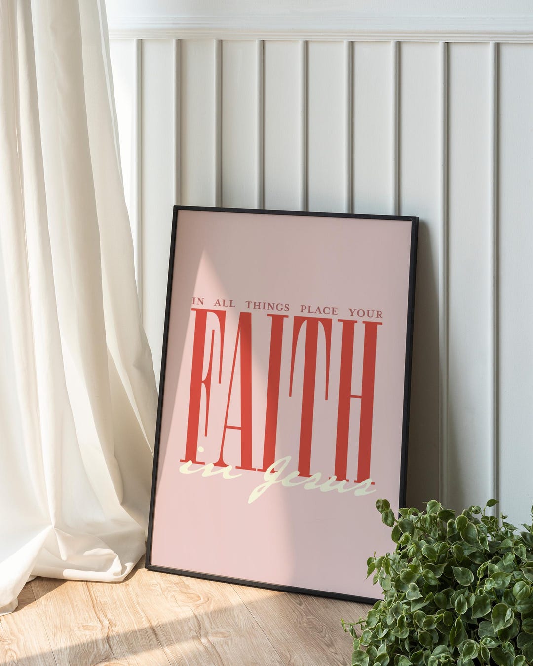Faith in Jesus Scripture Art: Pink & Red Christian Poster (digital ...