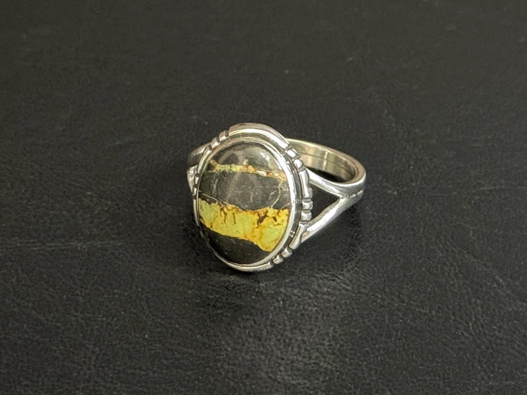 Blackjack Turquoise Sterling Silver Ring Oval Size 7.25 - Etsy