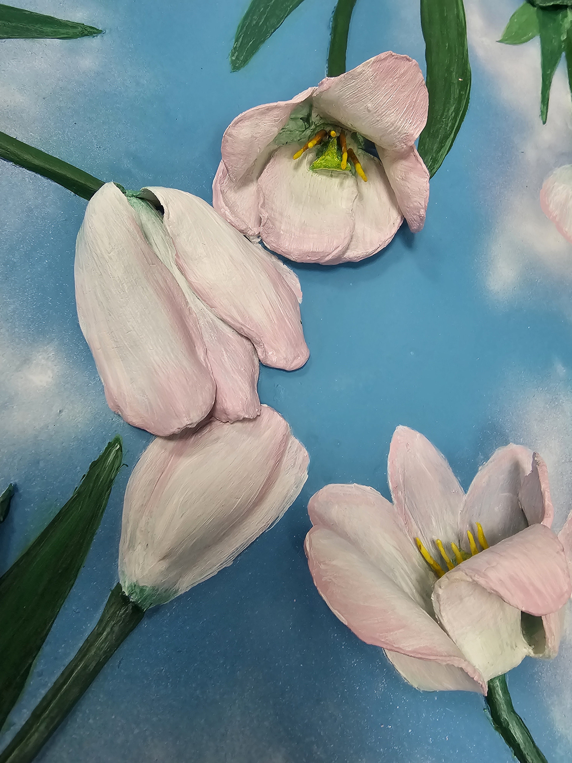 3D Tulip Bas-relief Artwork | Gypsum and Air-dry Clay | Acrylic ...