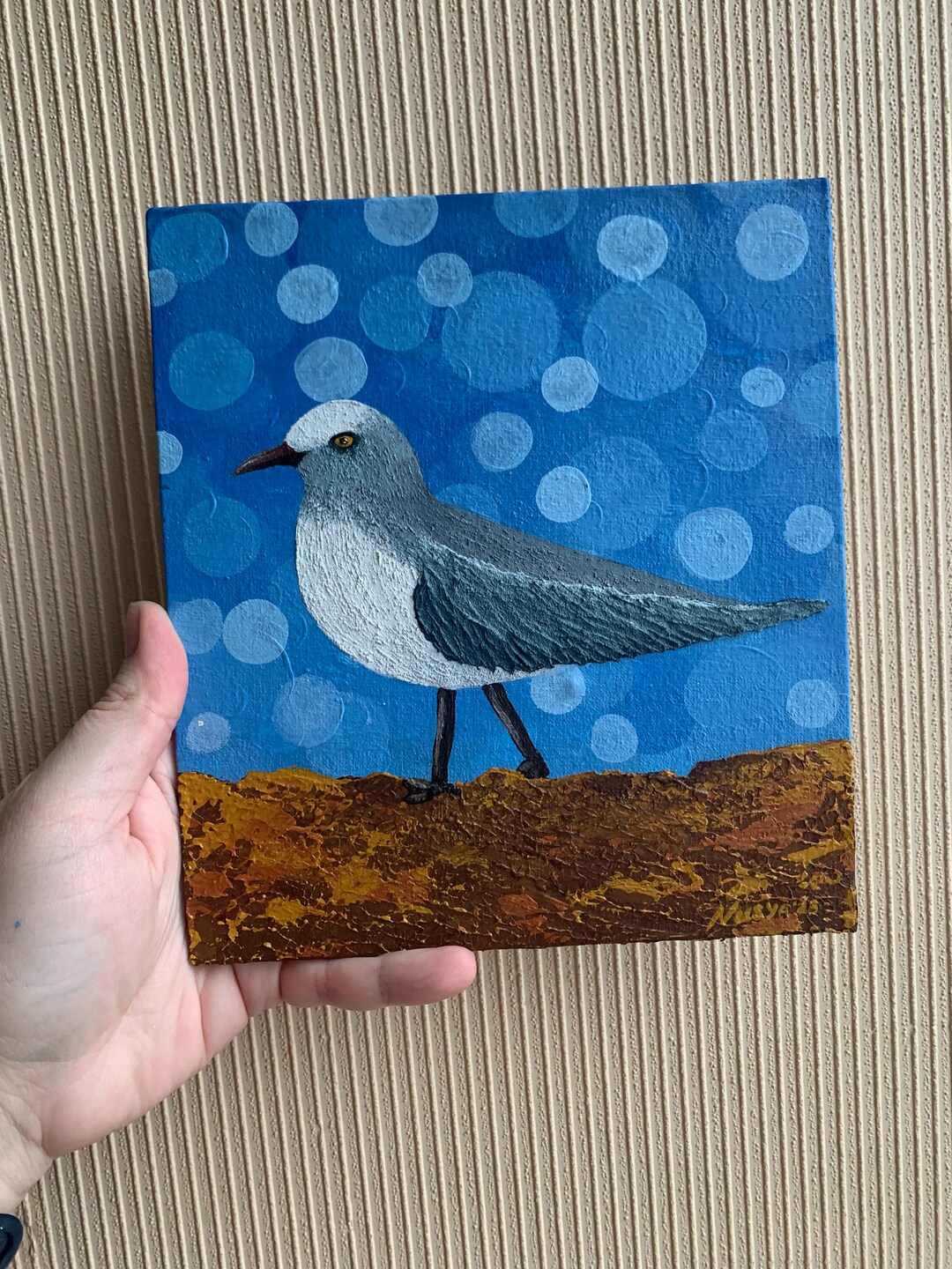 Seagull Hand Painted by Acrylic and Texture Pasta - Etsy