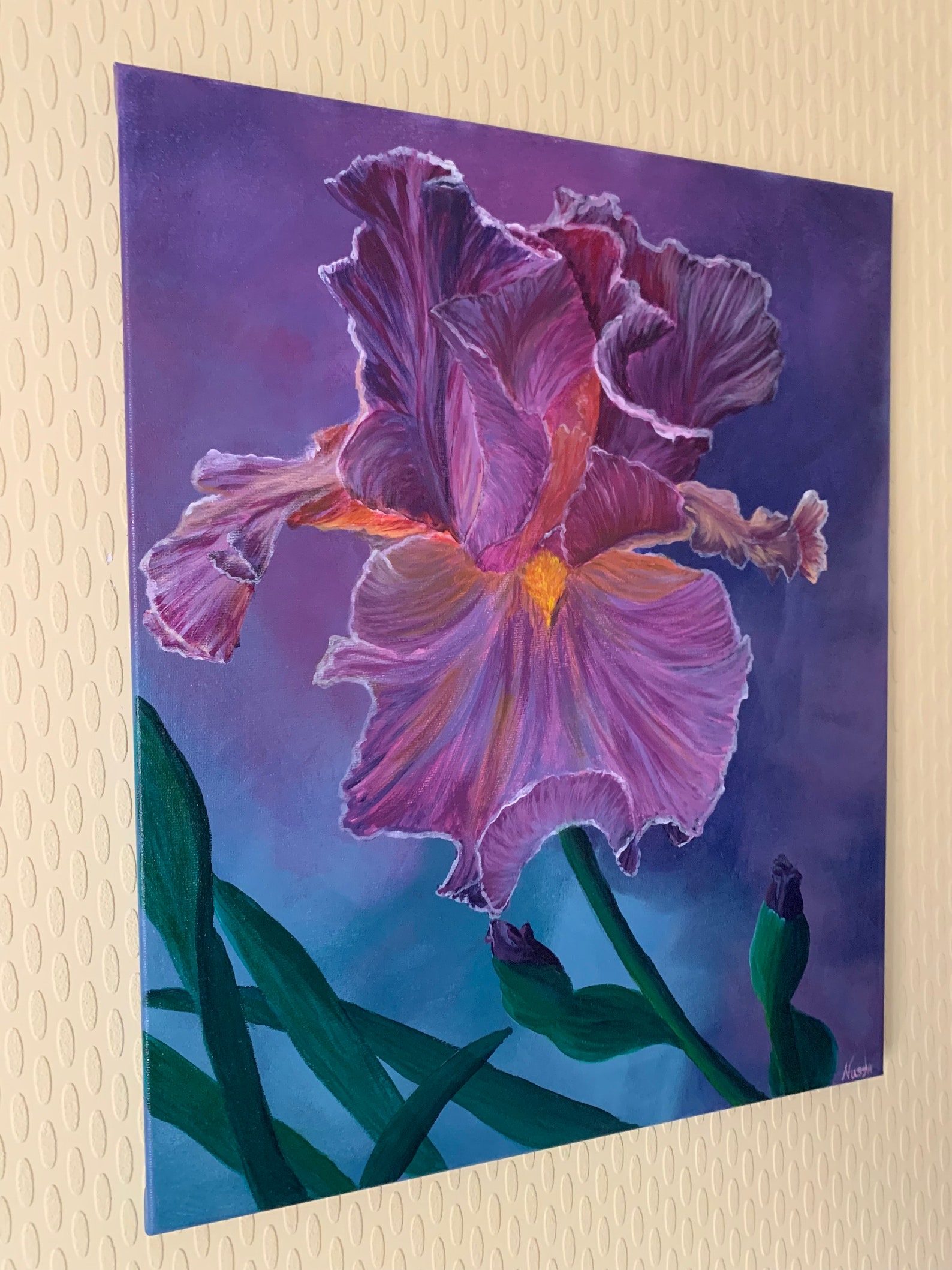 Vibrant Purple Iris Hand Painting on Canvas - Etsy