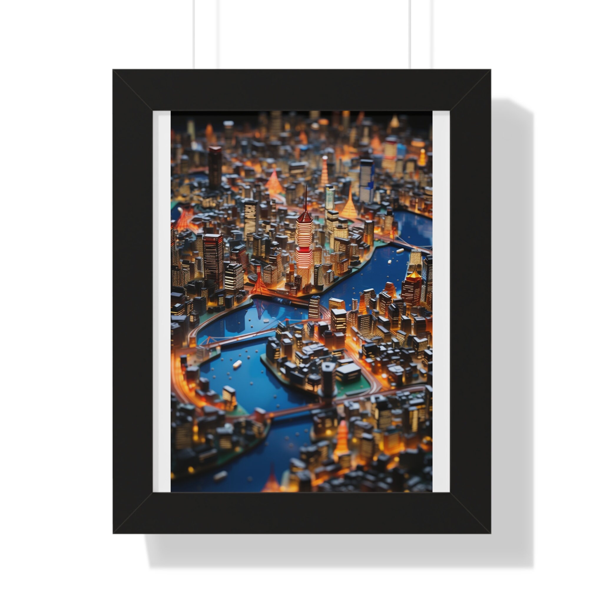 Framed Vertical Poster 3D Tokyo City Map - Etsy