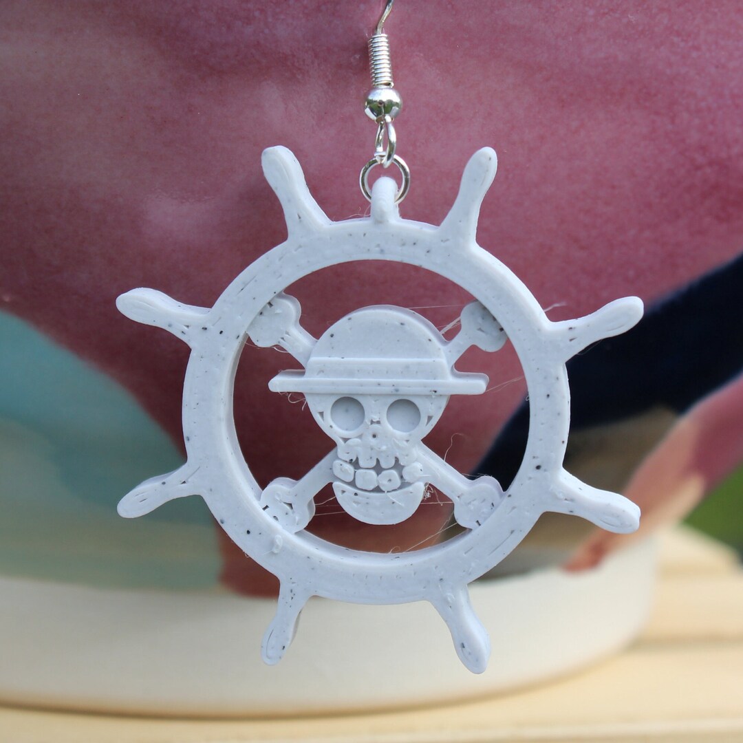 One Piece Jolly Roger Pirate Helm Statement Earrings for Anime and ...