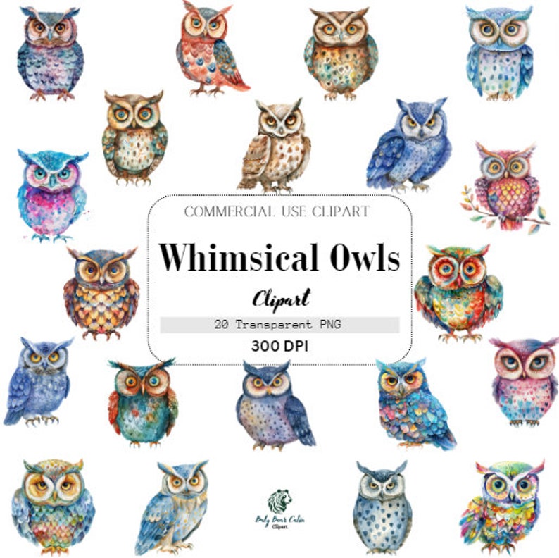 Watercolor Whimsical Owls, Watercolor, Compositions, Commercial Use ...