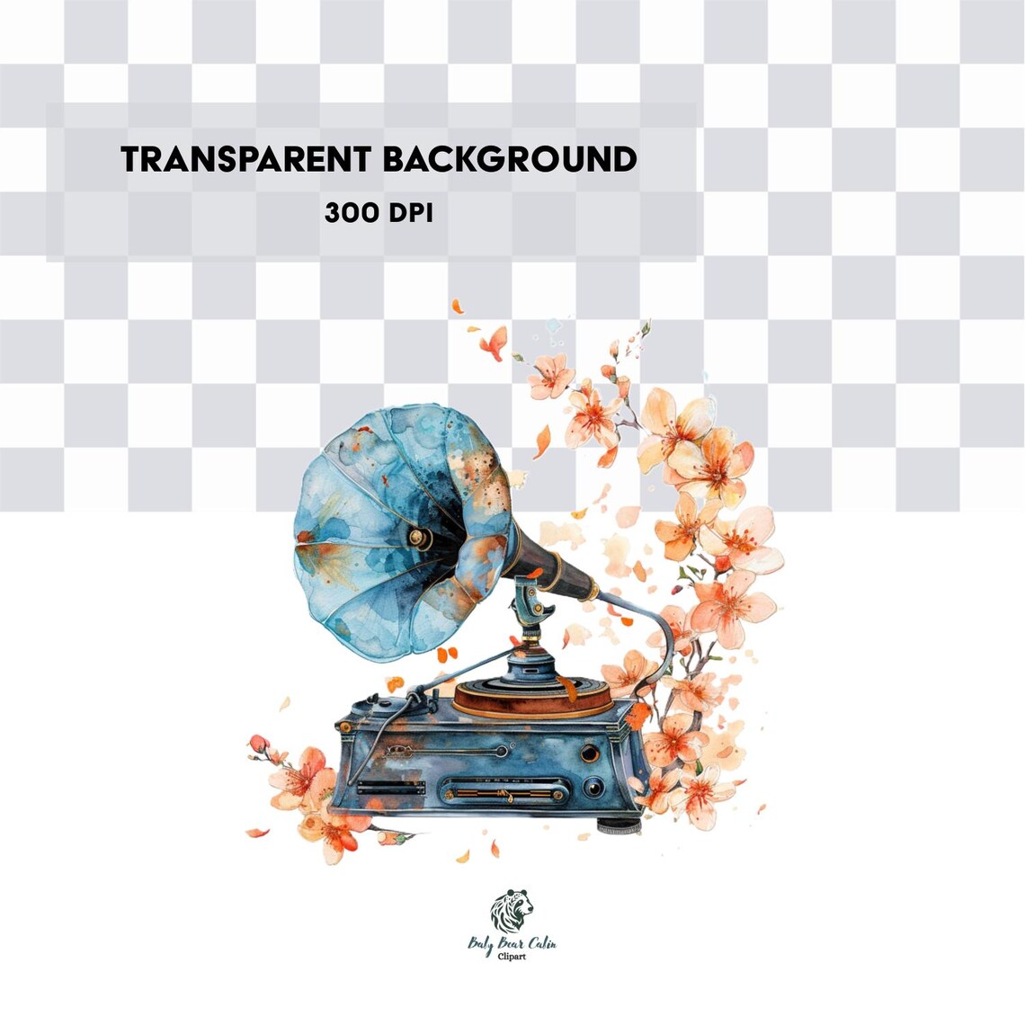 Watercolor Antique Phonograph, Watercolor, Compositions, Commercial Use ...