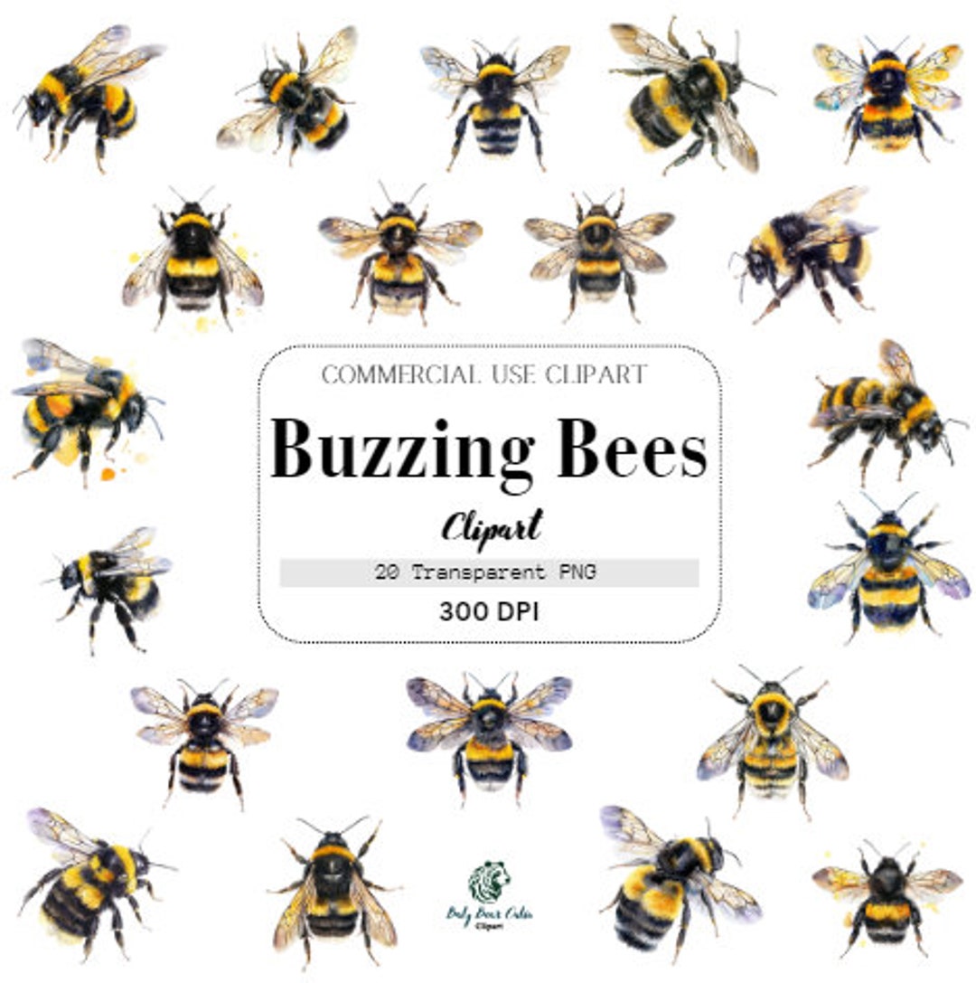 Watercolor Buzzing Bees, Watercolor, Compositions, Commercial Use ...