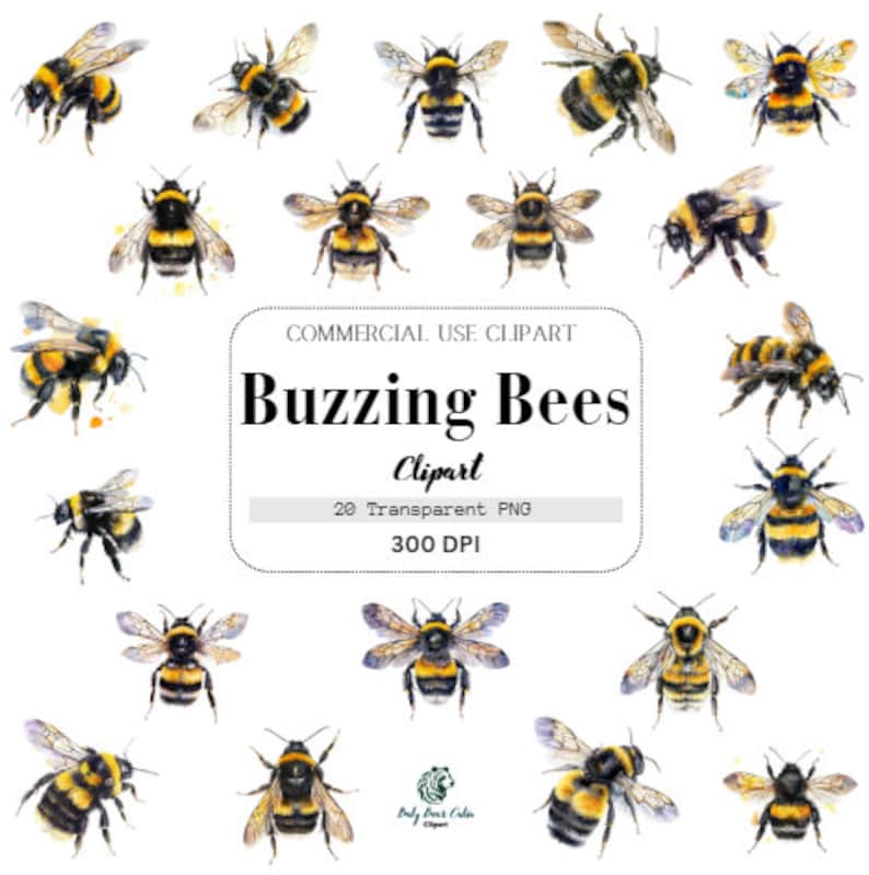 Watercolor Buzzing Bees, Watercolor, Compositions, Commercial Use ...
