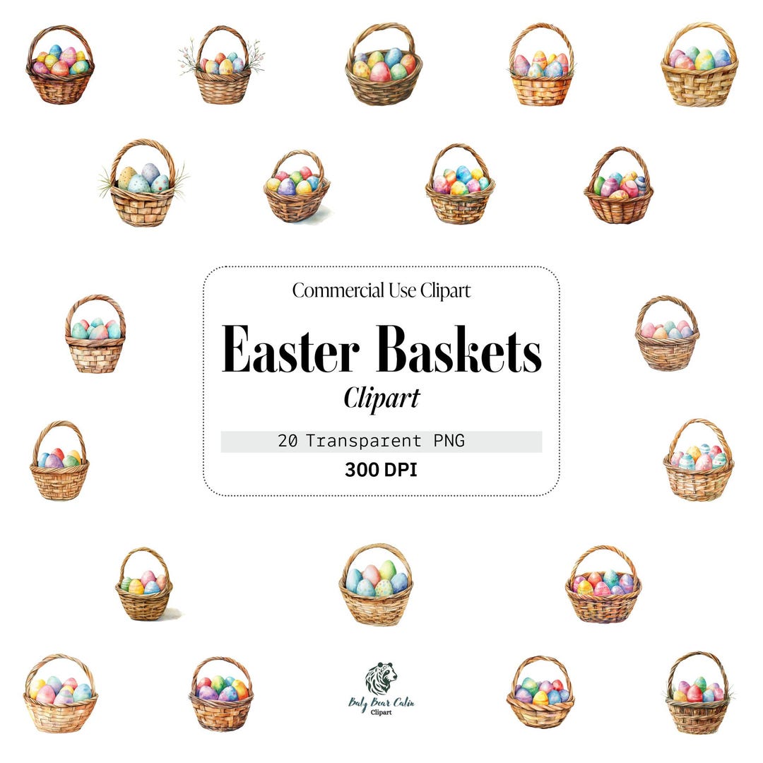Easter Baskets, Vintage Compositions, Commercial Use, Template Clipart ...