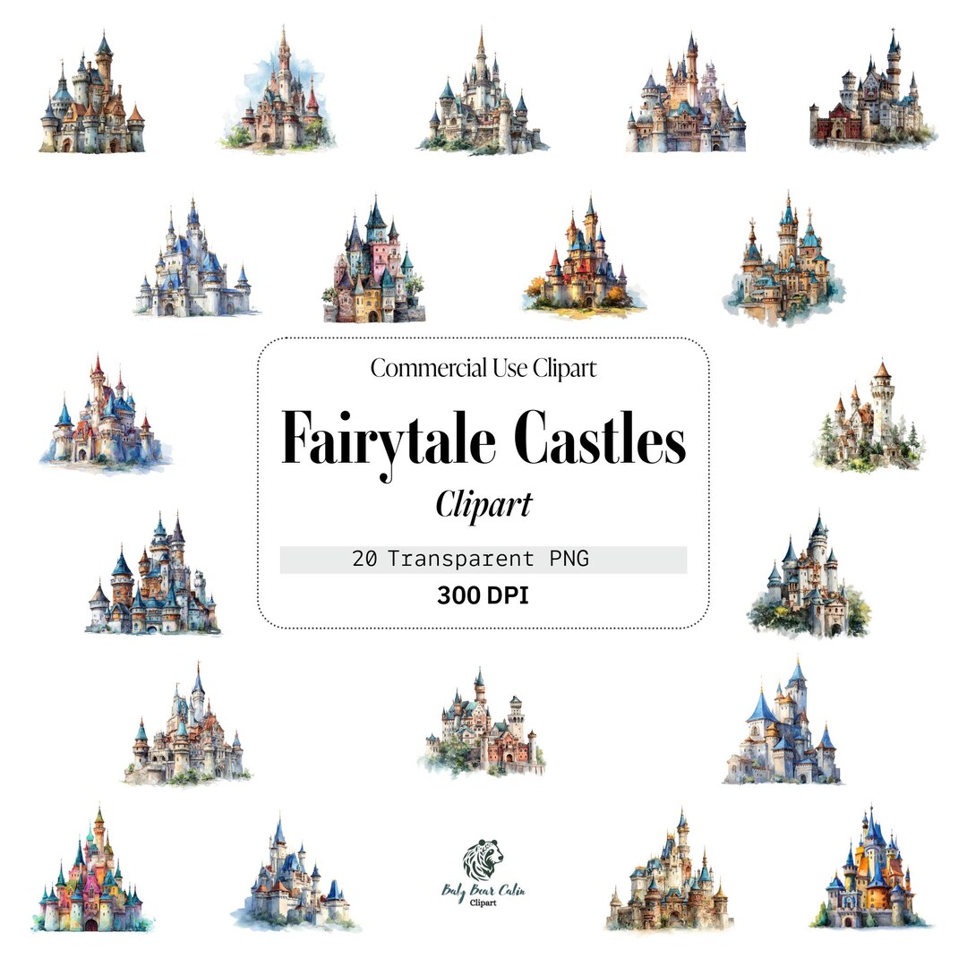 Fairytale Castles, Watercolor, Compositions, Commercial Use, Template ...