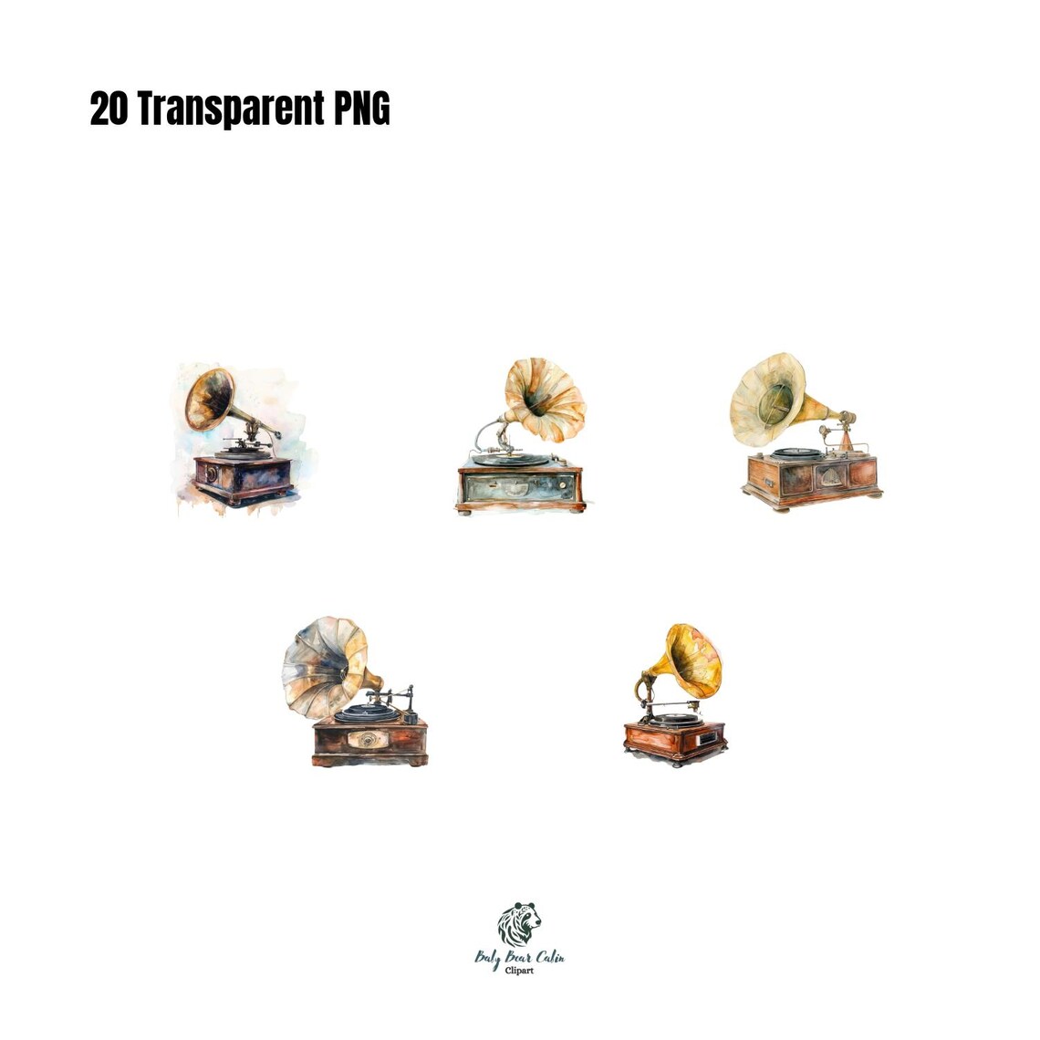 Watercolor Antique Phonograph, Watercolor, Compositions, Commercial Use ...