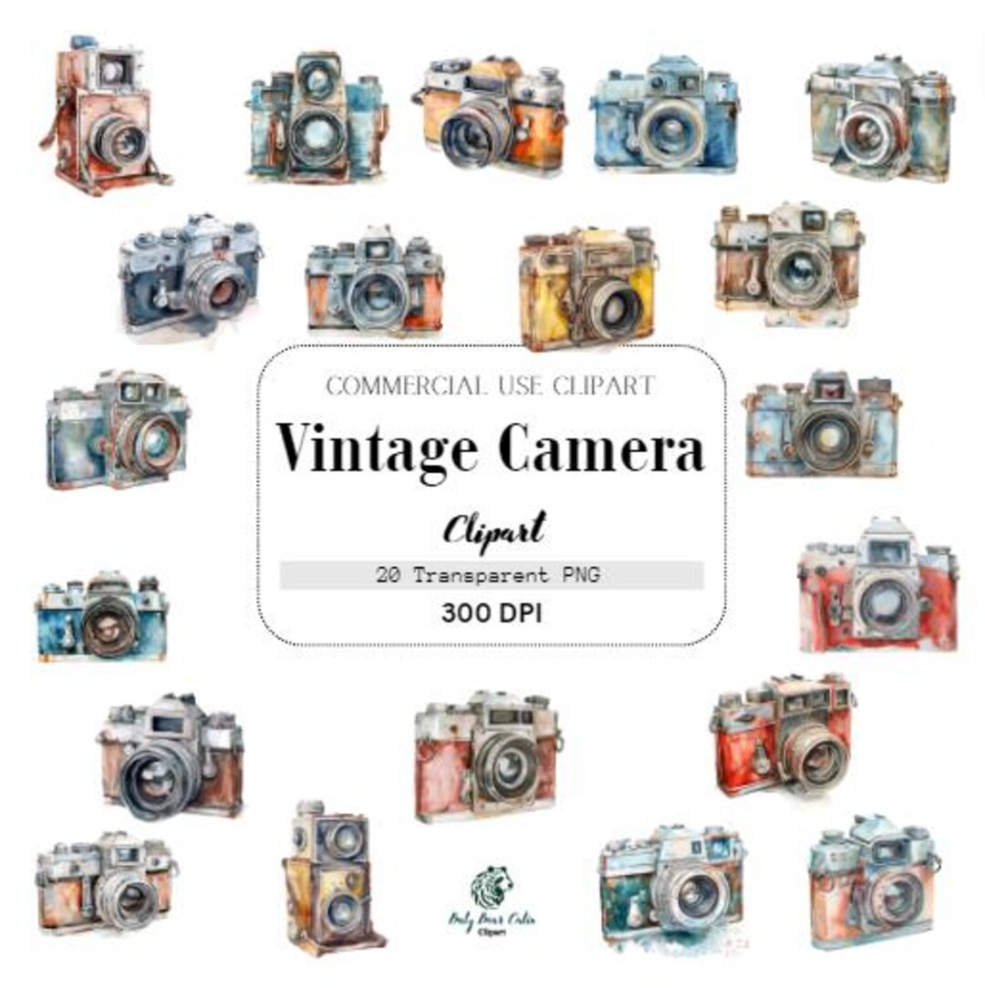 Watercolor Vintage Cameras, Watercolor, Compositions, Commercial Use ...