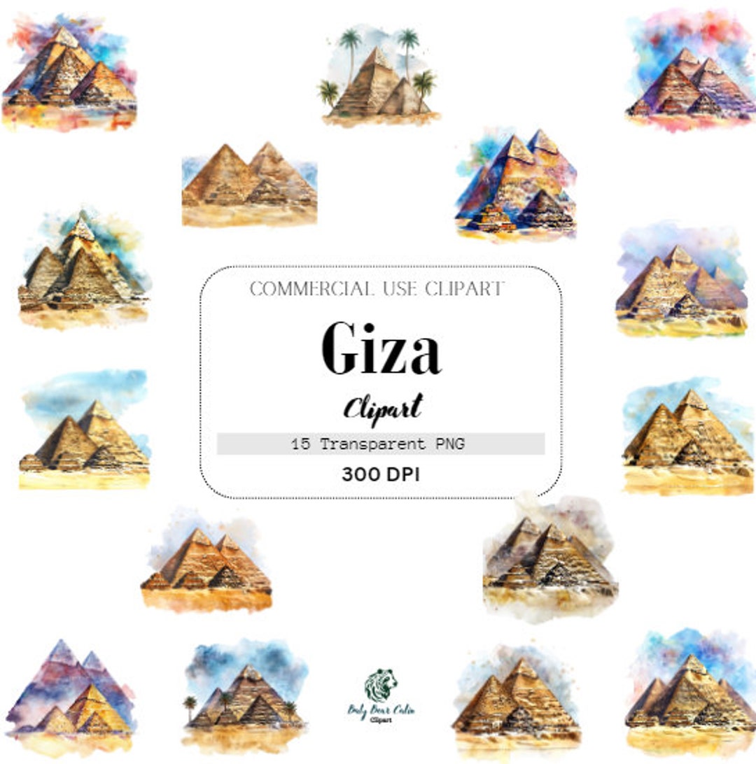 Watercolor Giza Pyramids, Watercolor, Commercial Use, Template Clipart ...