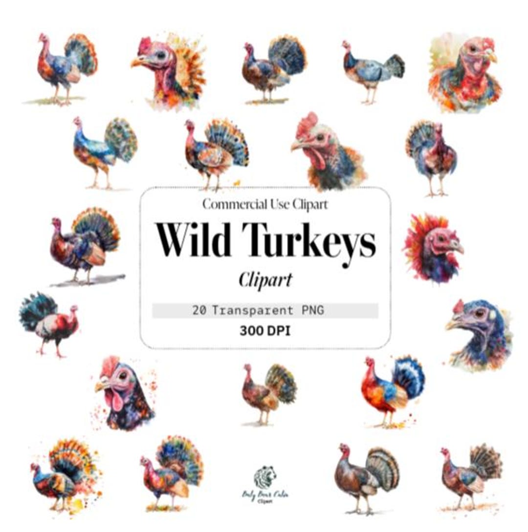 Watercolor Wild Turkeys, Watercolor, Compositions, Commercial Use ...
