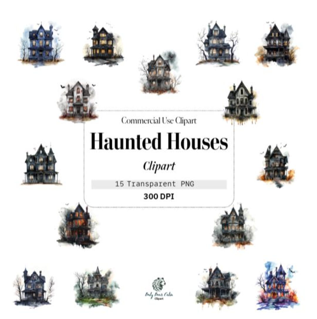 Watercolor Haunted Houses, Commercial Use, Template Clipart - Etsy