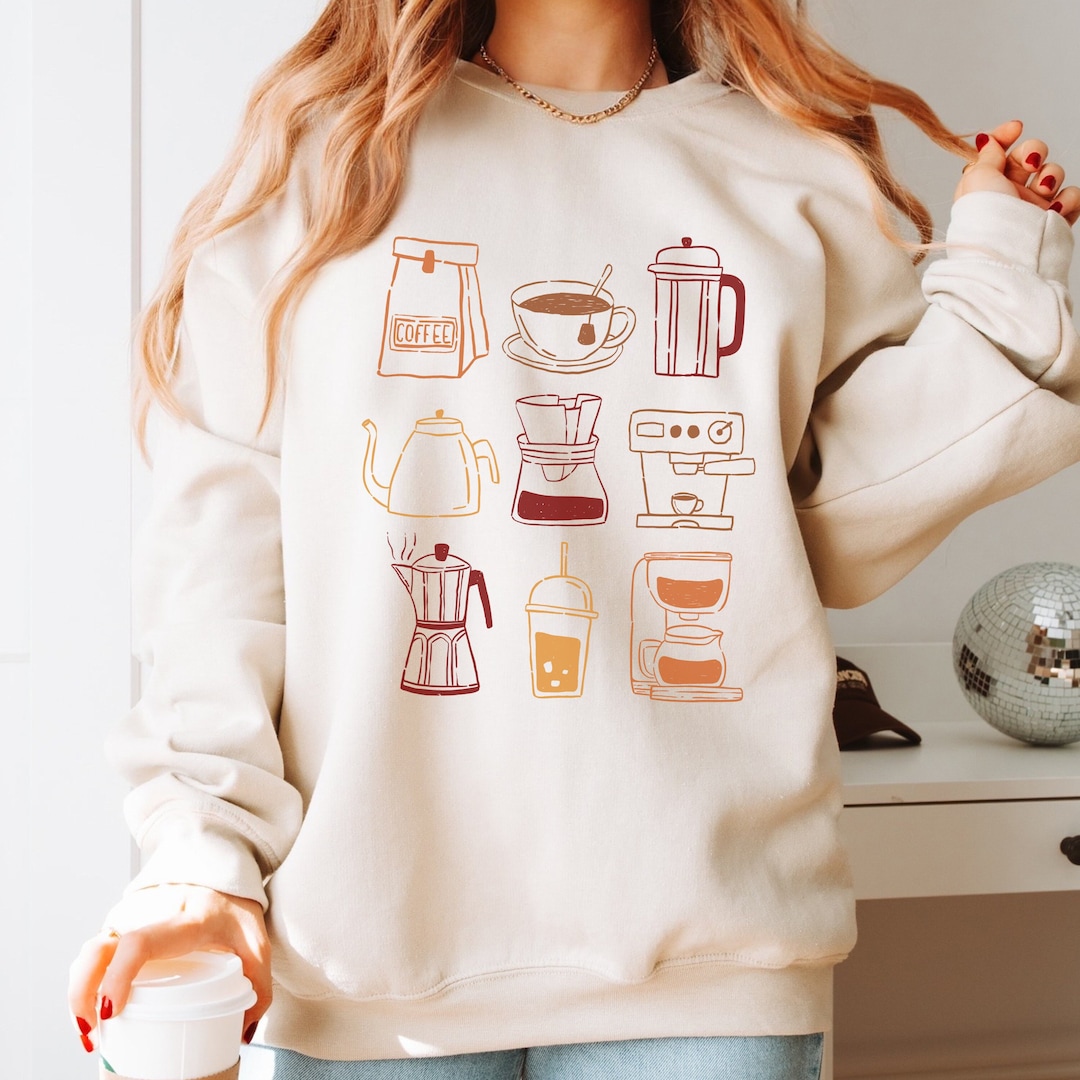 Coffee Lovers Sweatshirt Retro Graphic Sweatshirt Barista Cafe ...