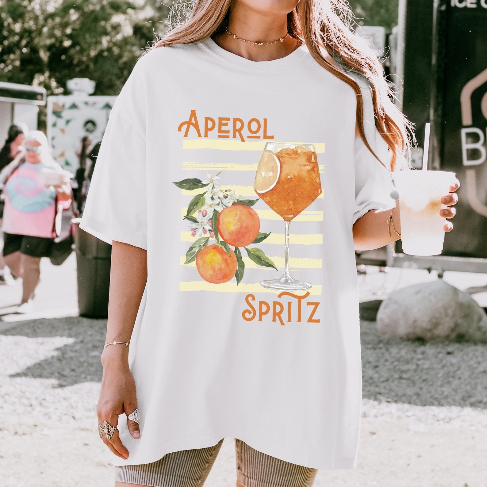 Aperol Spritz Shirt Cool Retro Cocktail T-shirt Italian Summer Graphic ...