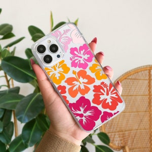 Clear Summer Phone Case With Pink Hibiscus Cute Cool Phone Case for ...