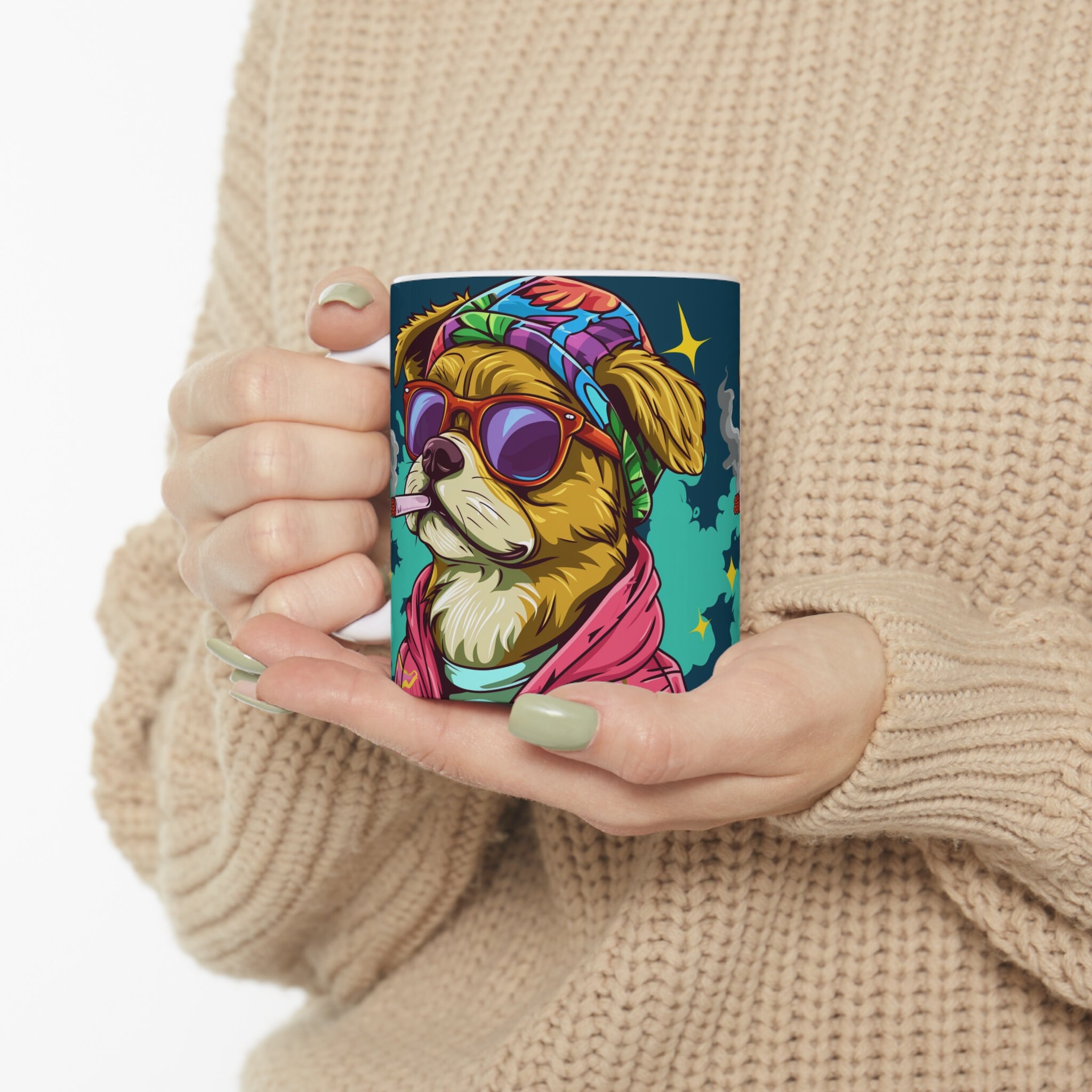 Hip Hop Dog Mug Smoking Weed Design for Stoner Print for Dog Lover Mug ...