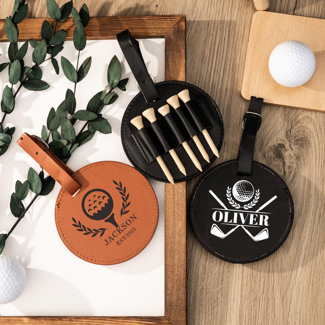 Personalized Leather Golf Bag Tag With Tees,golf Accessories,engraved ...