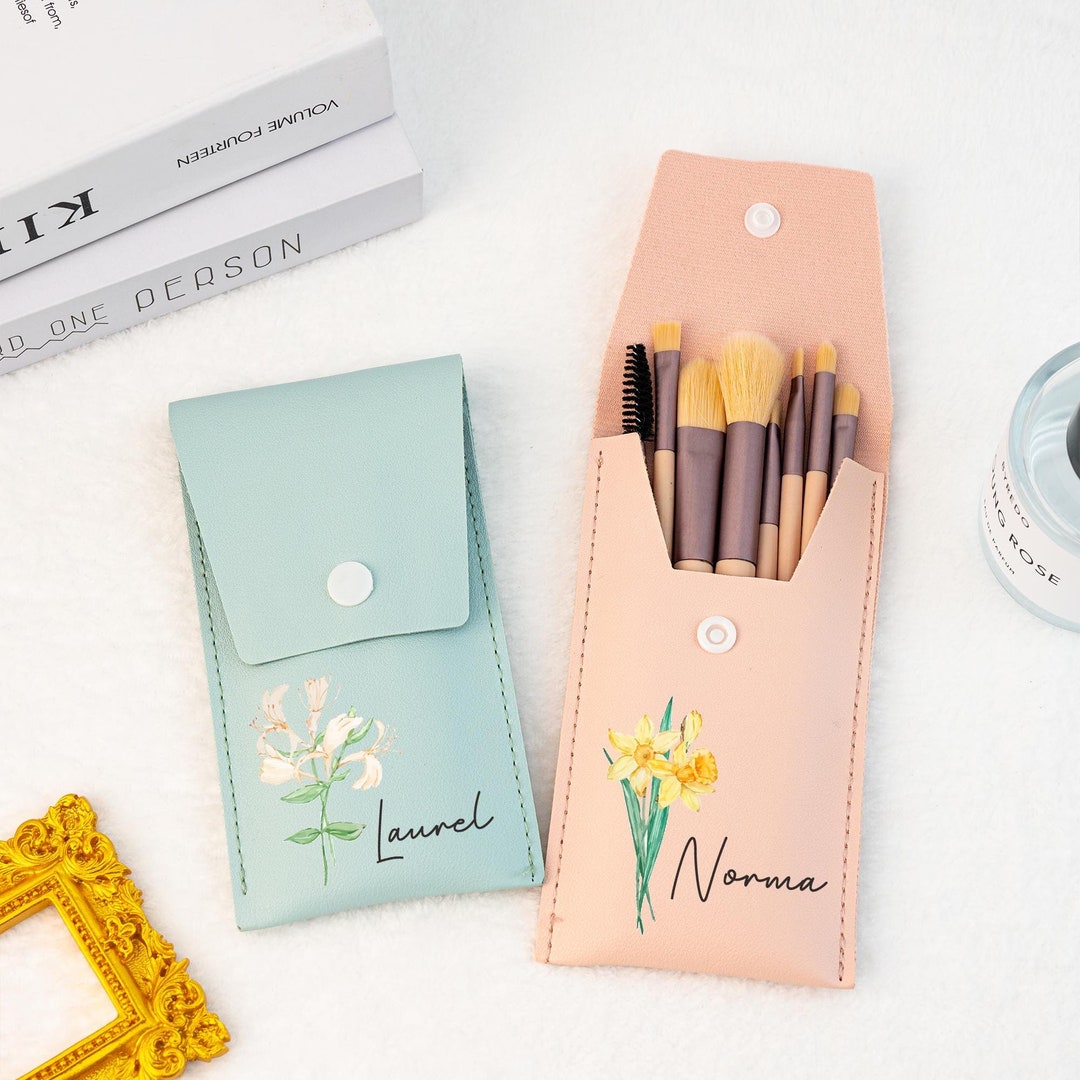 Personalised Birth Flower Makeup Brush Set,birth Flower Makeup Brush ...