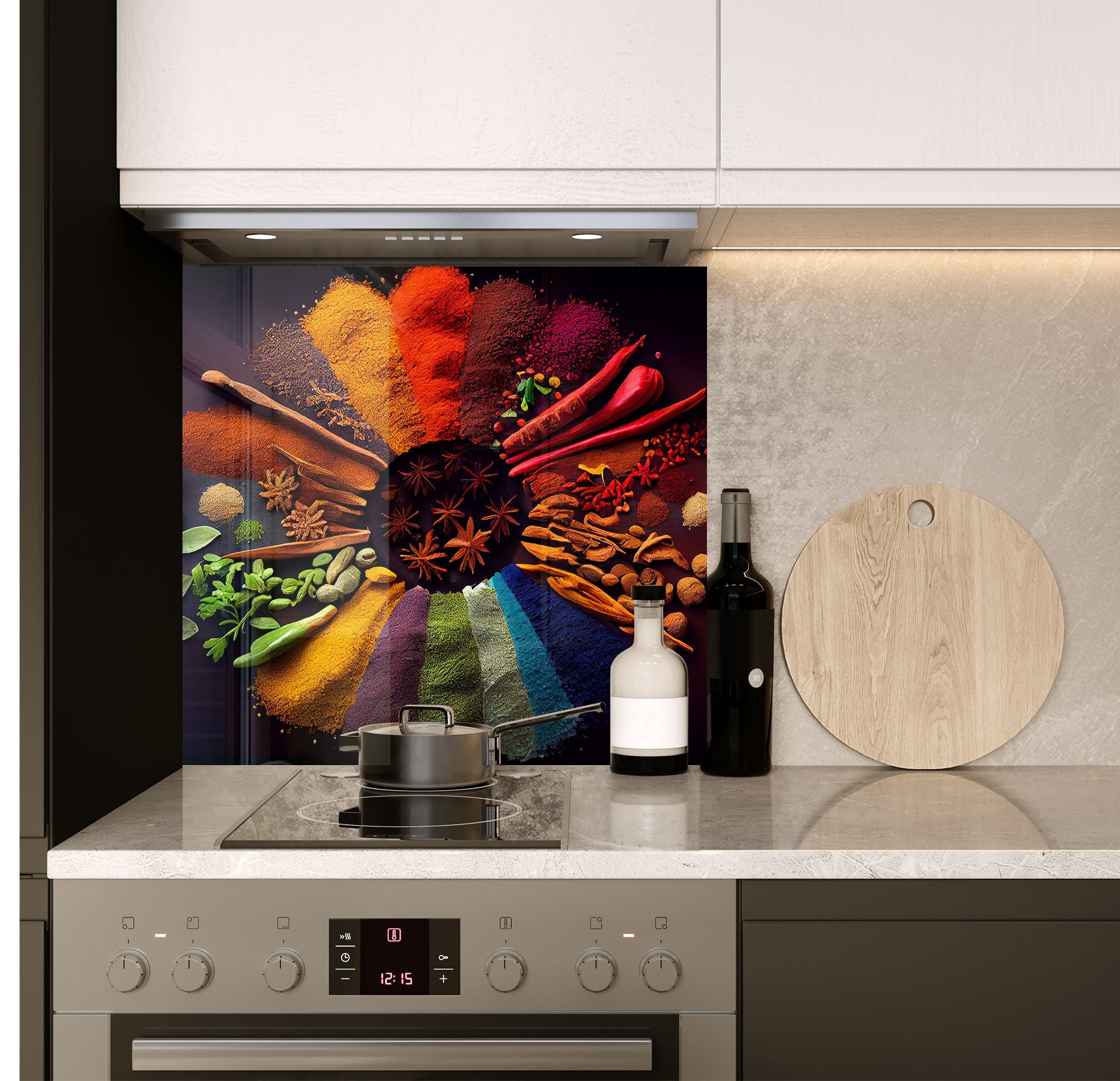 Tempered Glass Backsplash Tiles-spices Backsplash for Kitchen Herbs ...