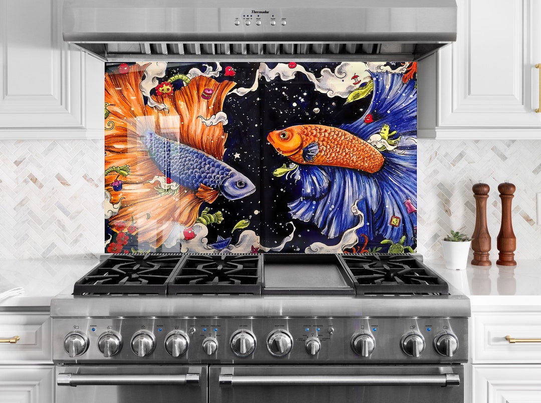 Tempered Glass Backsplash Tiles-aquarium Backsplash Kitchen Splashback ...