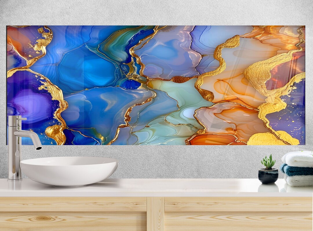 Tempered Glass Backsplash Tiles-stove Backsplash for Kitchen Splashback ...