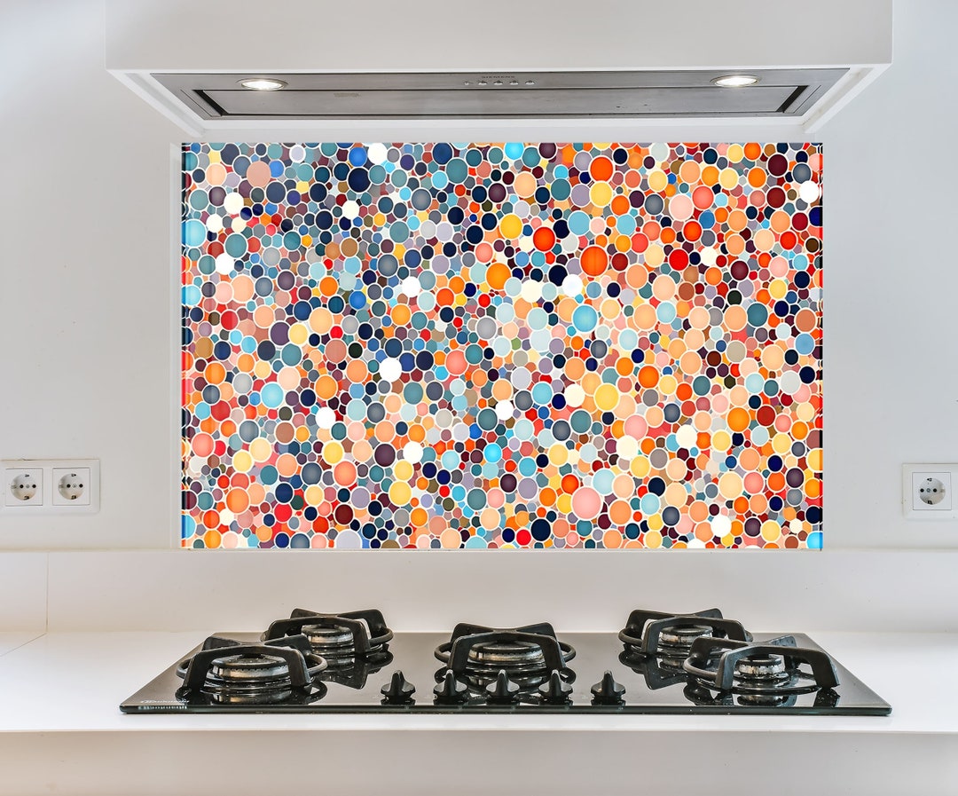 Colorful Stained Backsplash Solid Tempered Glass Wall Protection ...