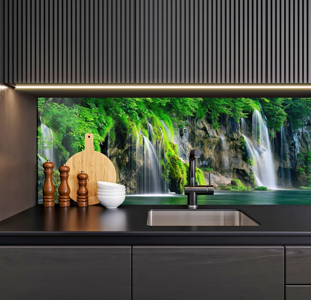 Tempered Glass Backsplash Tiles-nature Backsplash for Kitchen ...