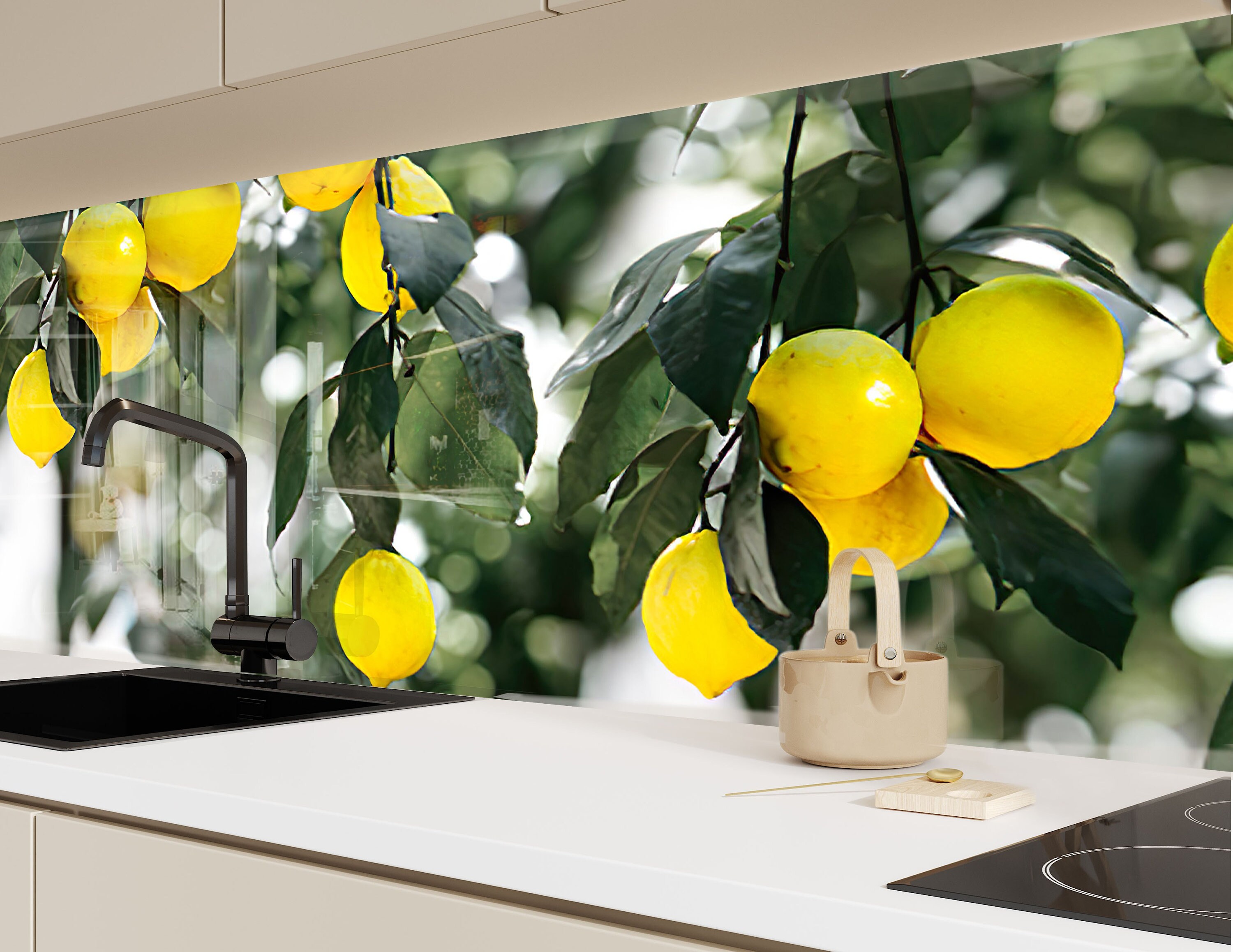 Tempered Glass Backsplash Tiles-lemon Backsplash for Kitchen Splashback ...