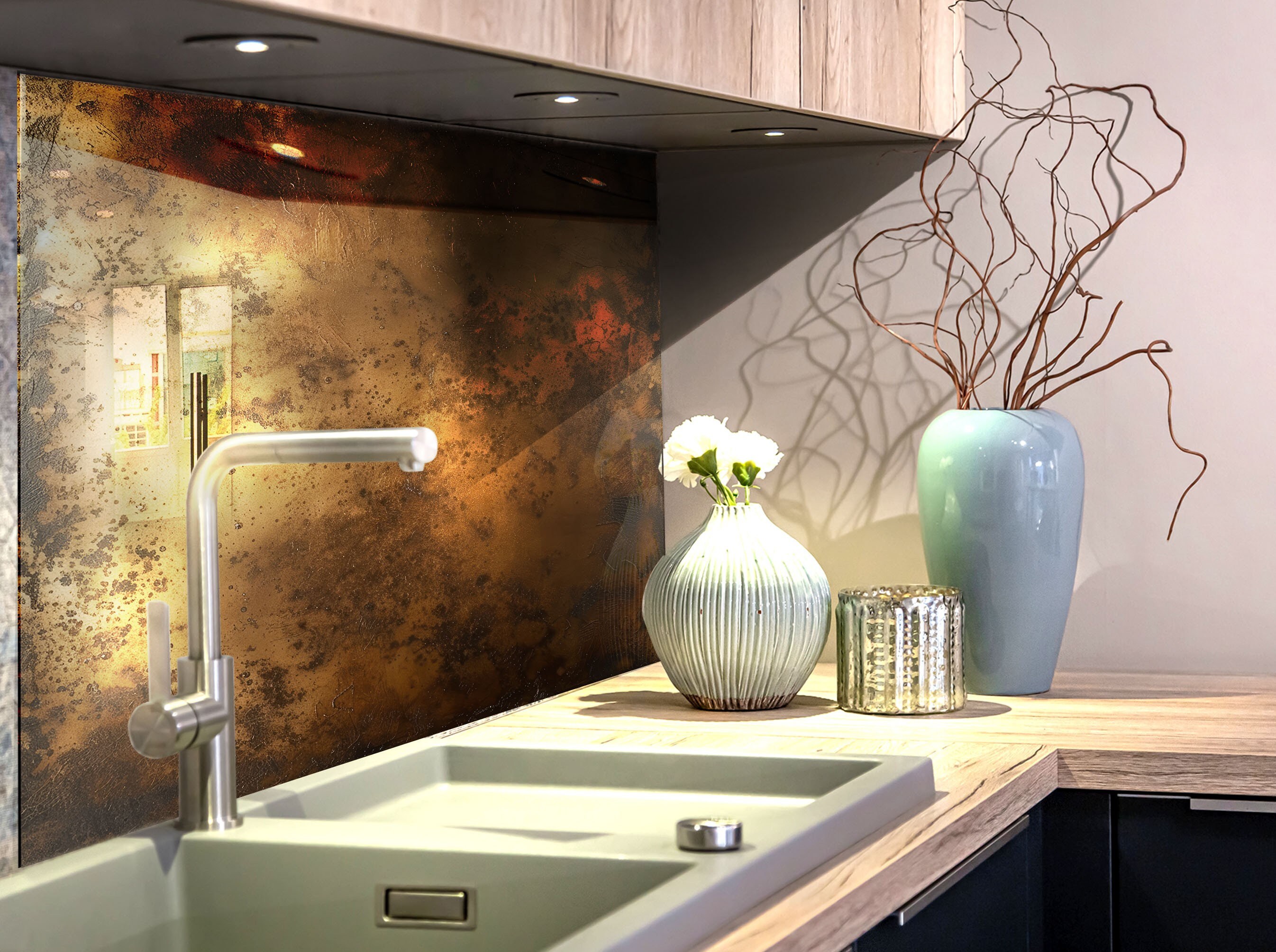 Tempered Glass Backsplash Tiles-stove Backsplash for Kitchen Splashback ...