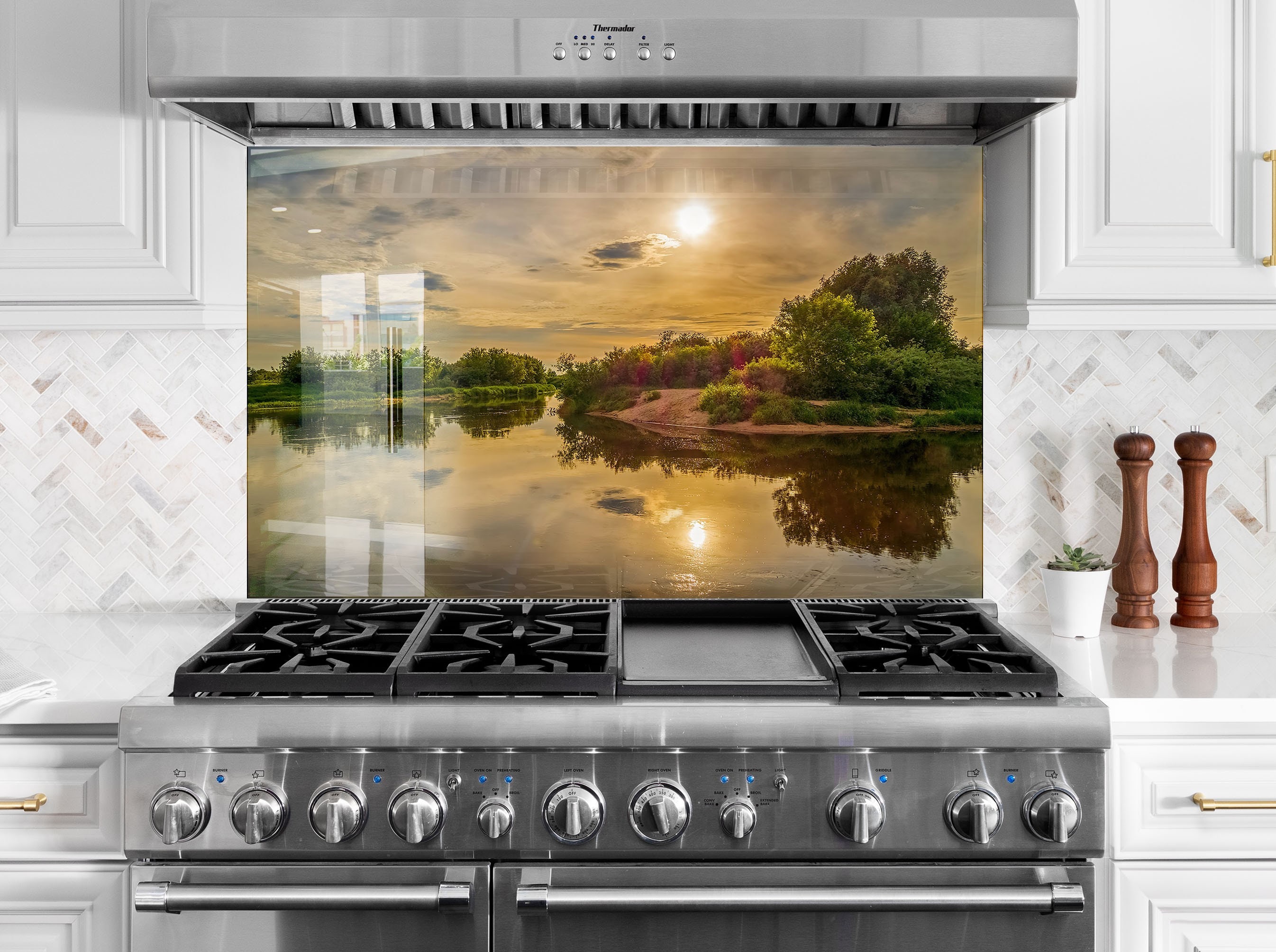 Tempered Glass Backsplash Tiles-sunset Backsplash for Kitchen ...