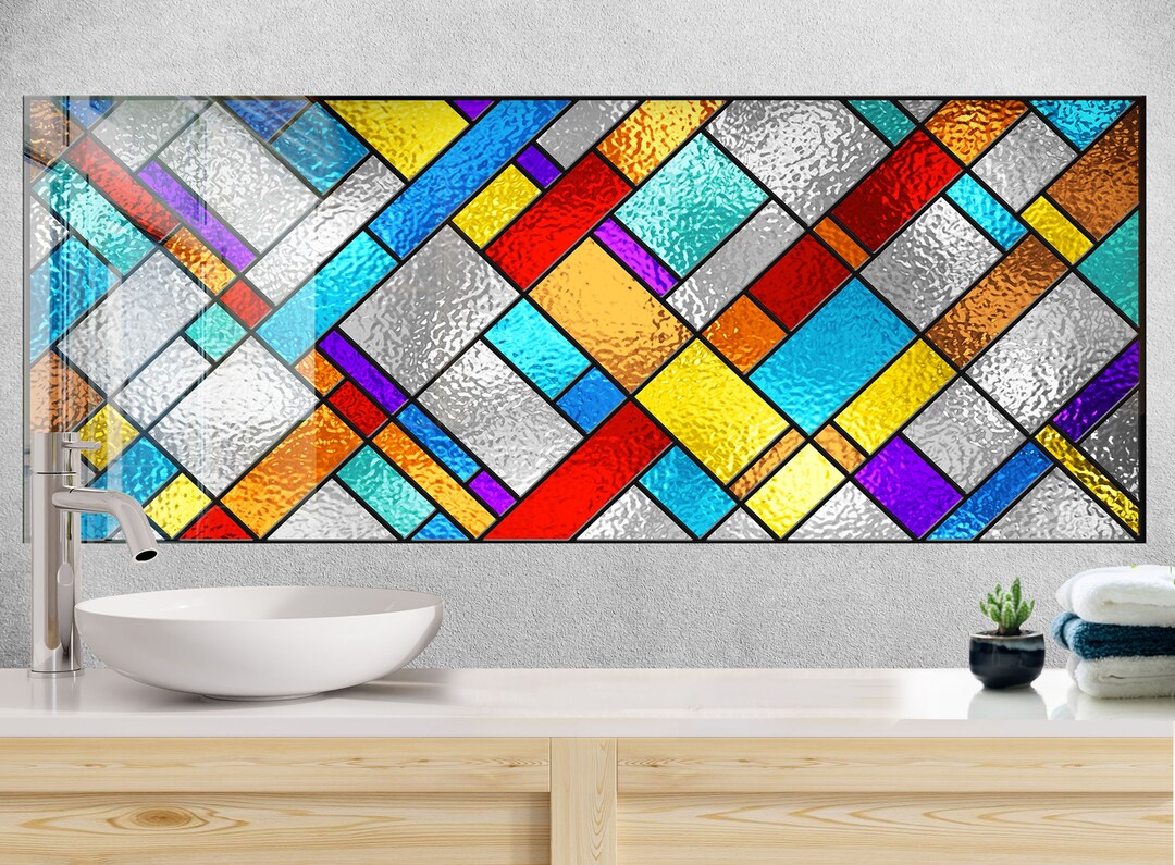 Tempered Glass Backsplash Tiles-stove Backsplash for Kitchen Splashback ...