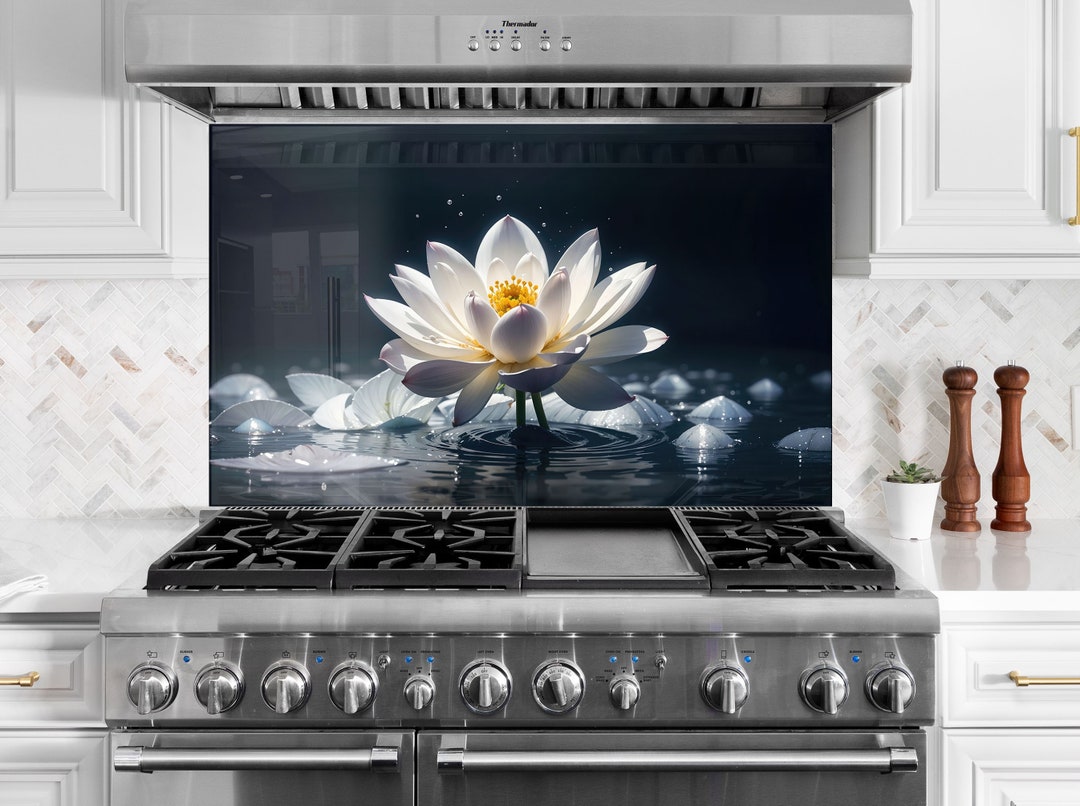 Tempered Glass Backsplash Tiles-flower Backsplash for Kitchen Floral ...