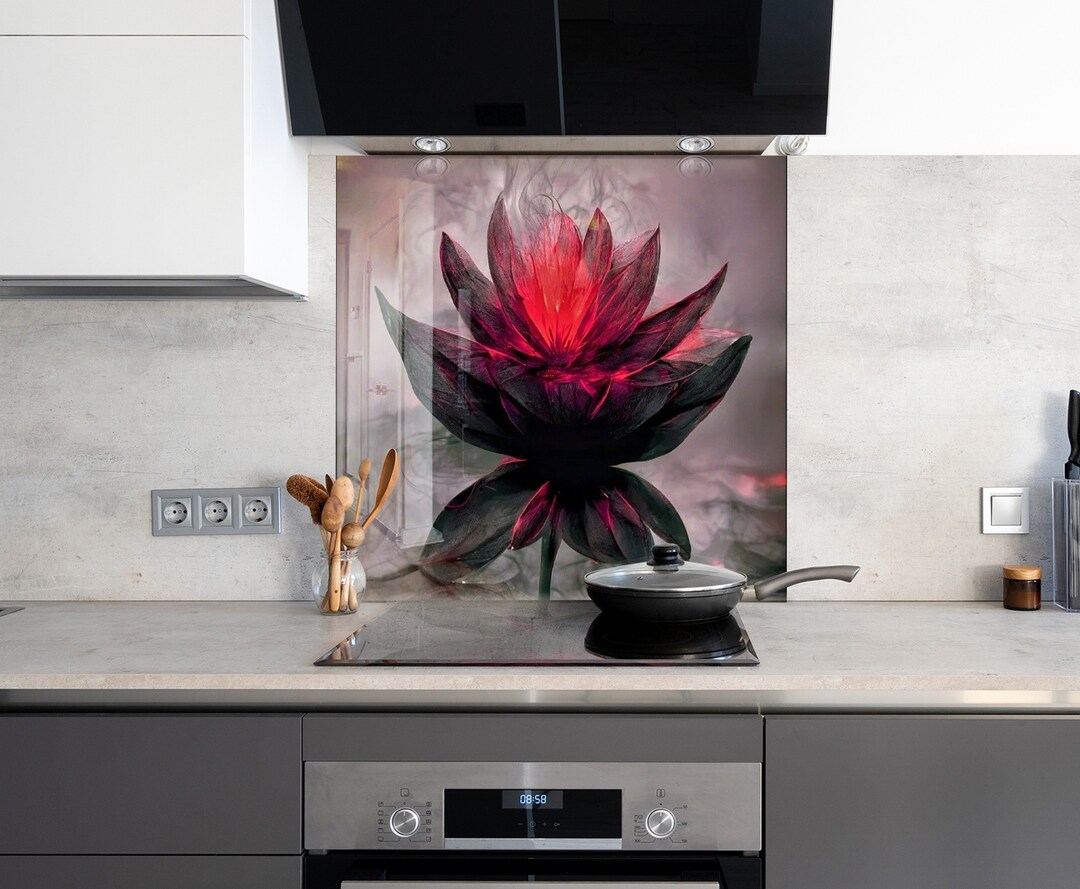 Tempered Glass Backsplash Tiles-flower Backsplash for Kitchen Floral ...